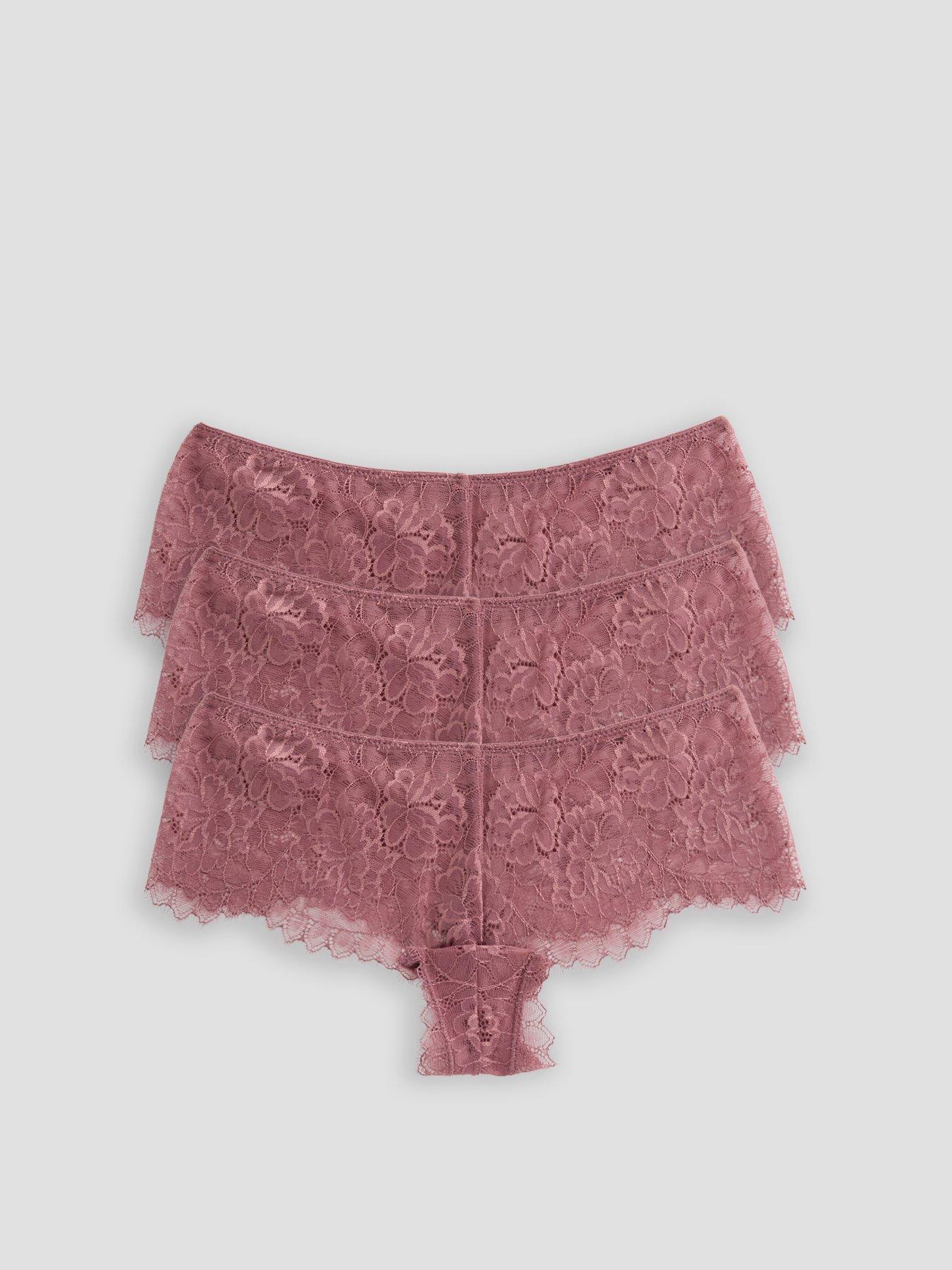 The Very Collection 3 Pack Lace Briefs - Pink | Very