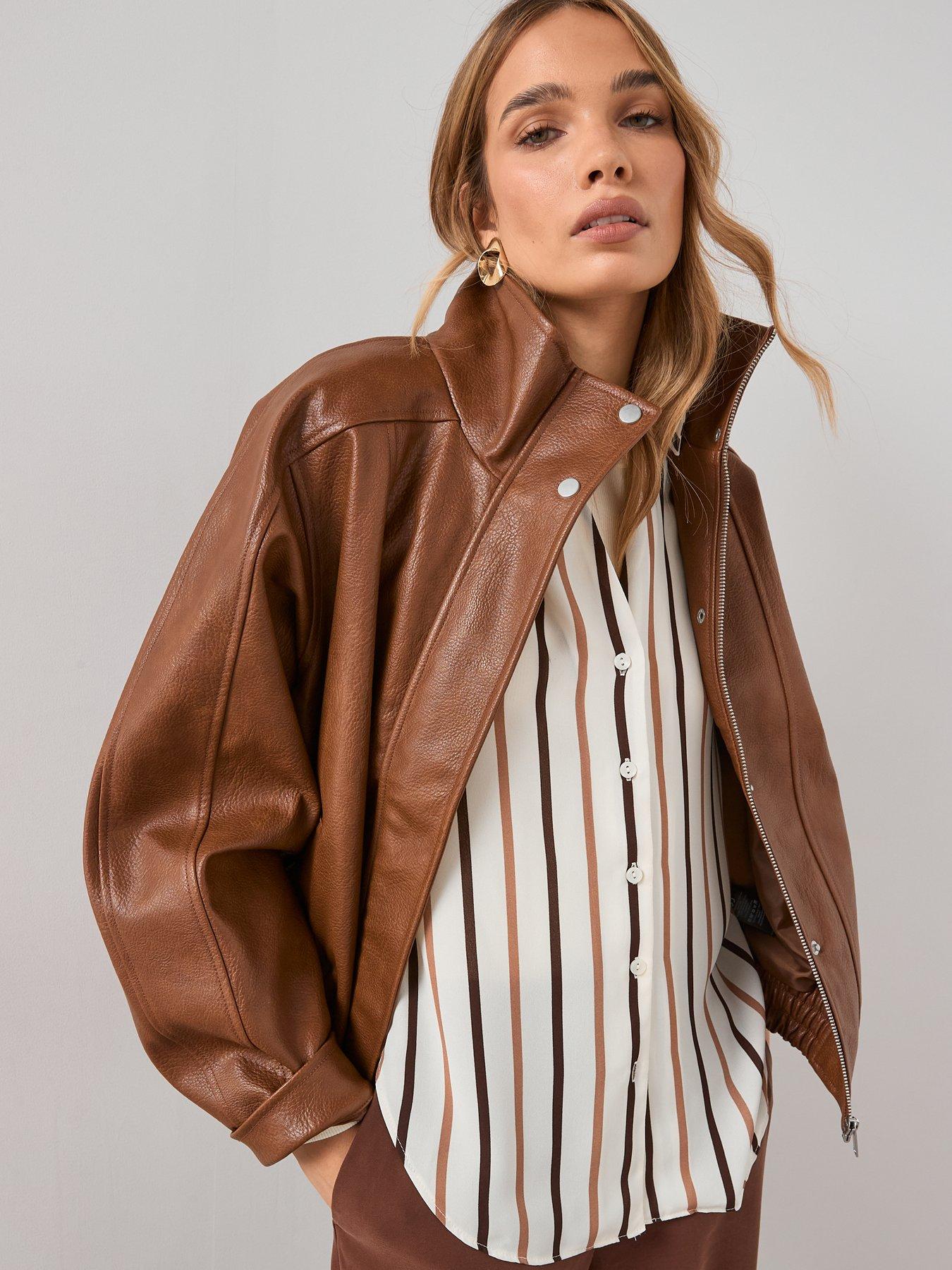 The Very Collection Funnel Neck Bomber Jacket - Light Brown | Very