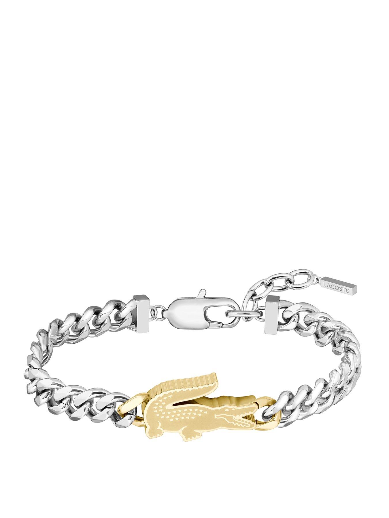 Lacoste Men's Arthor Crocodile Curb Chain Bracelet - Silver | Very