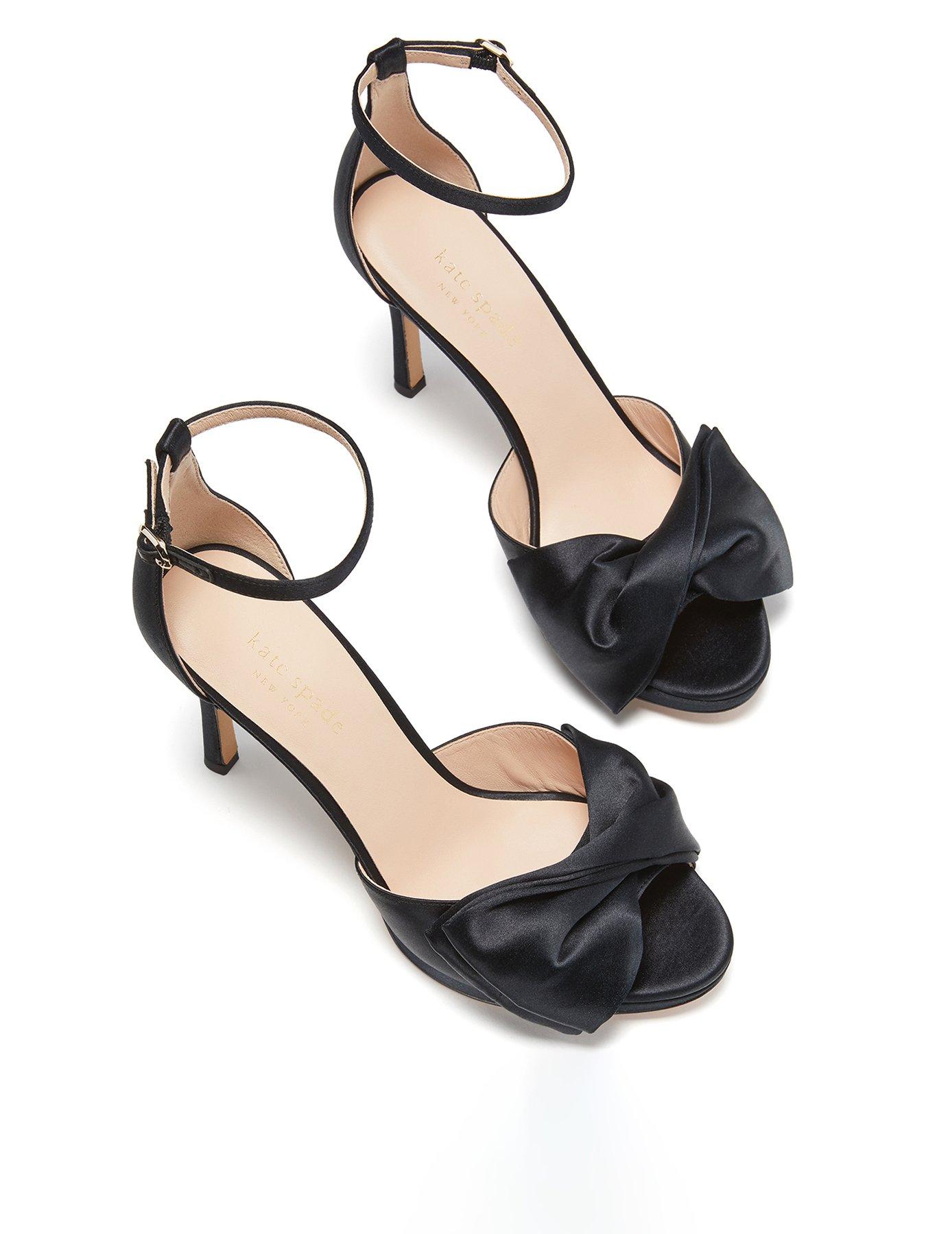 Kate Spade New York Bridal Bow Satin Heeled Sandal - Black | Very