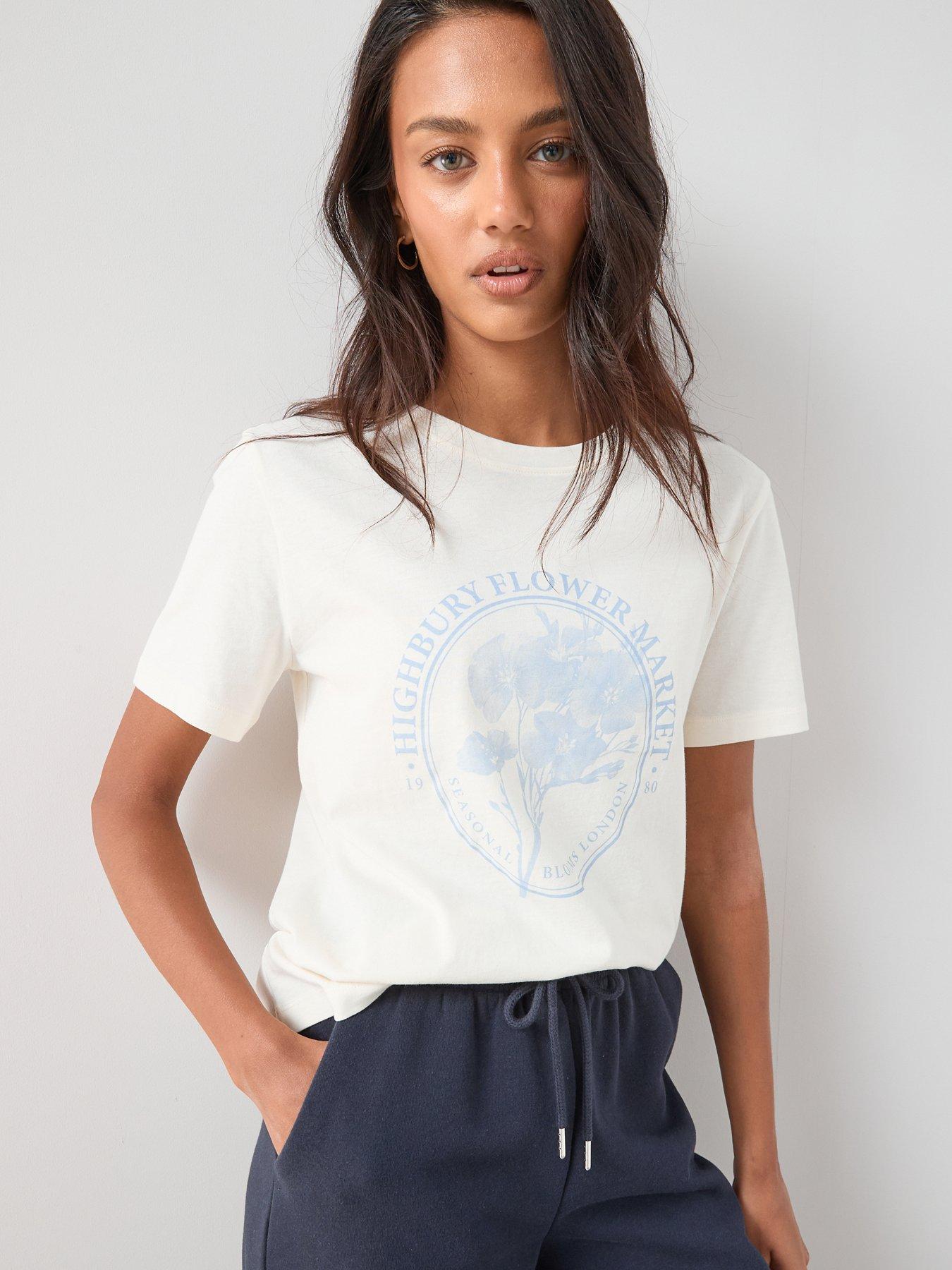 The Very Collection Floral Graphic T-shirt - White | Very