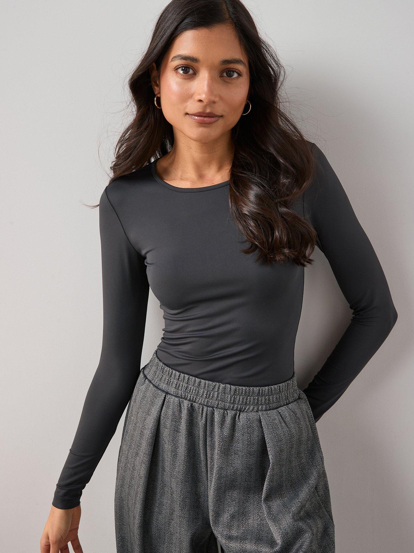 The Very Collection Soft Touch Long Sleeve Crewe T-shirt - Grey | Very