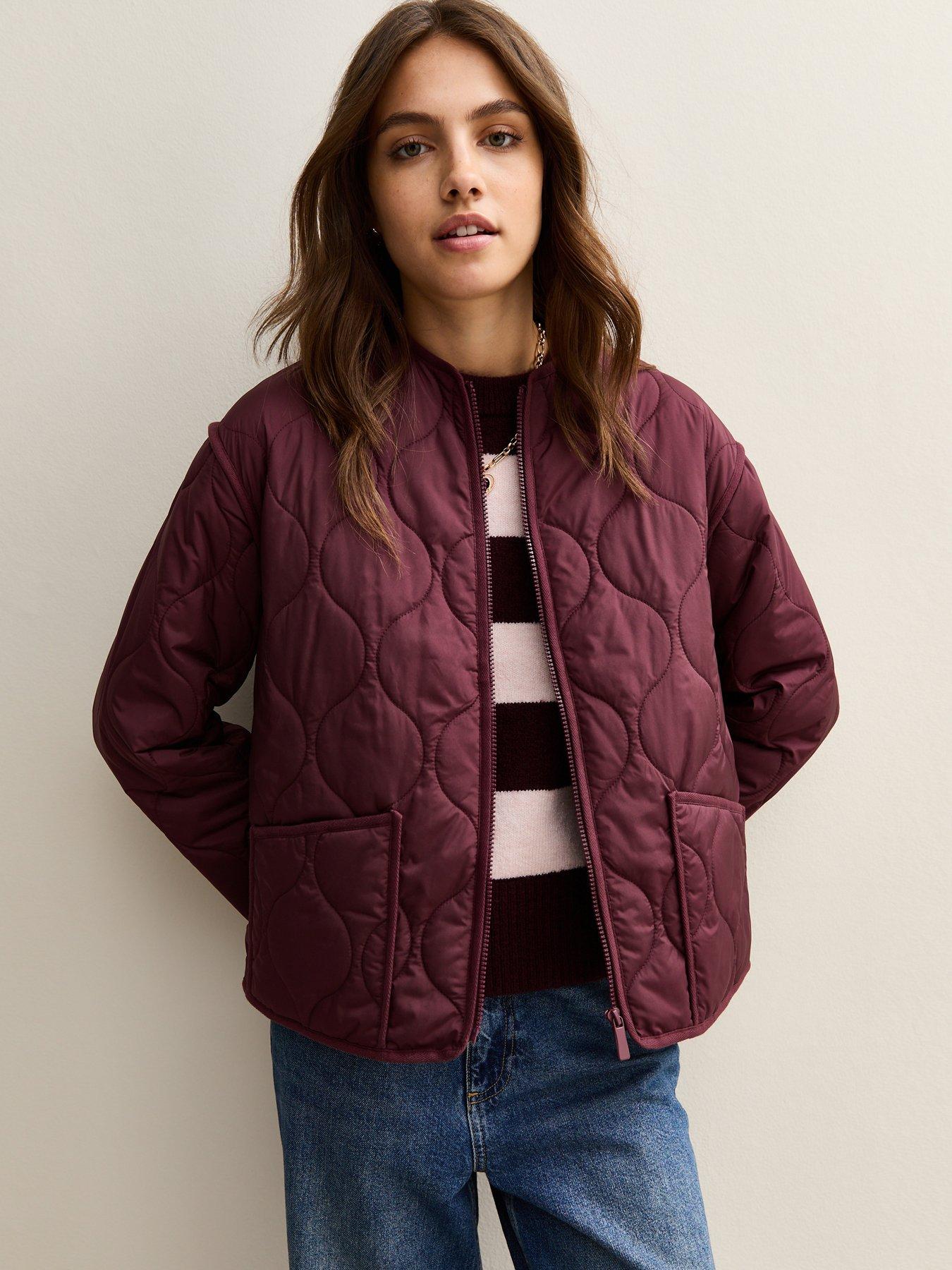 New Look Quilted Padded Jacket - Burgundy | Very