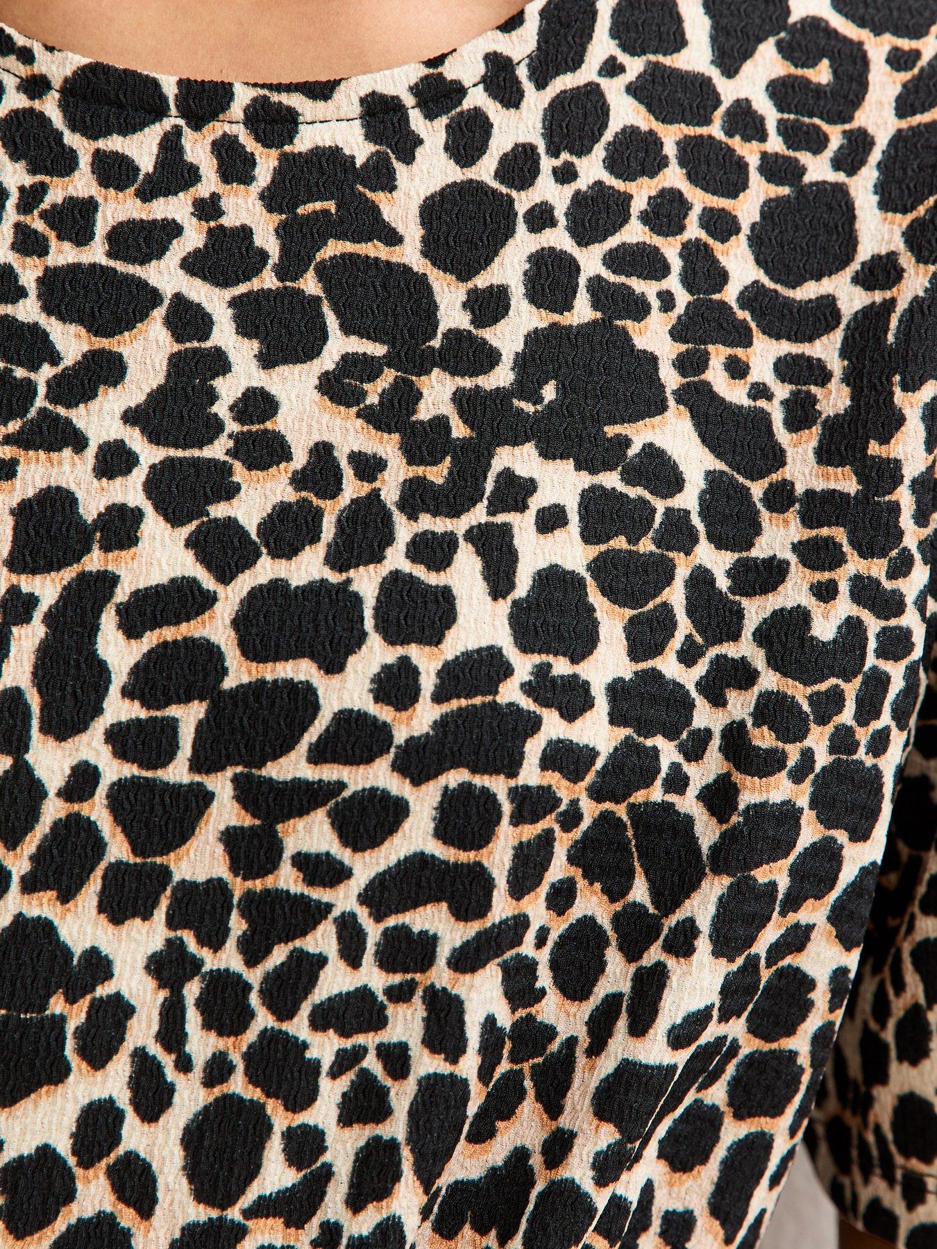 New Look Crinkled Jersey Animal Print Short Sleeve Midi Dress - Print ...
