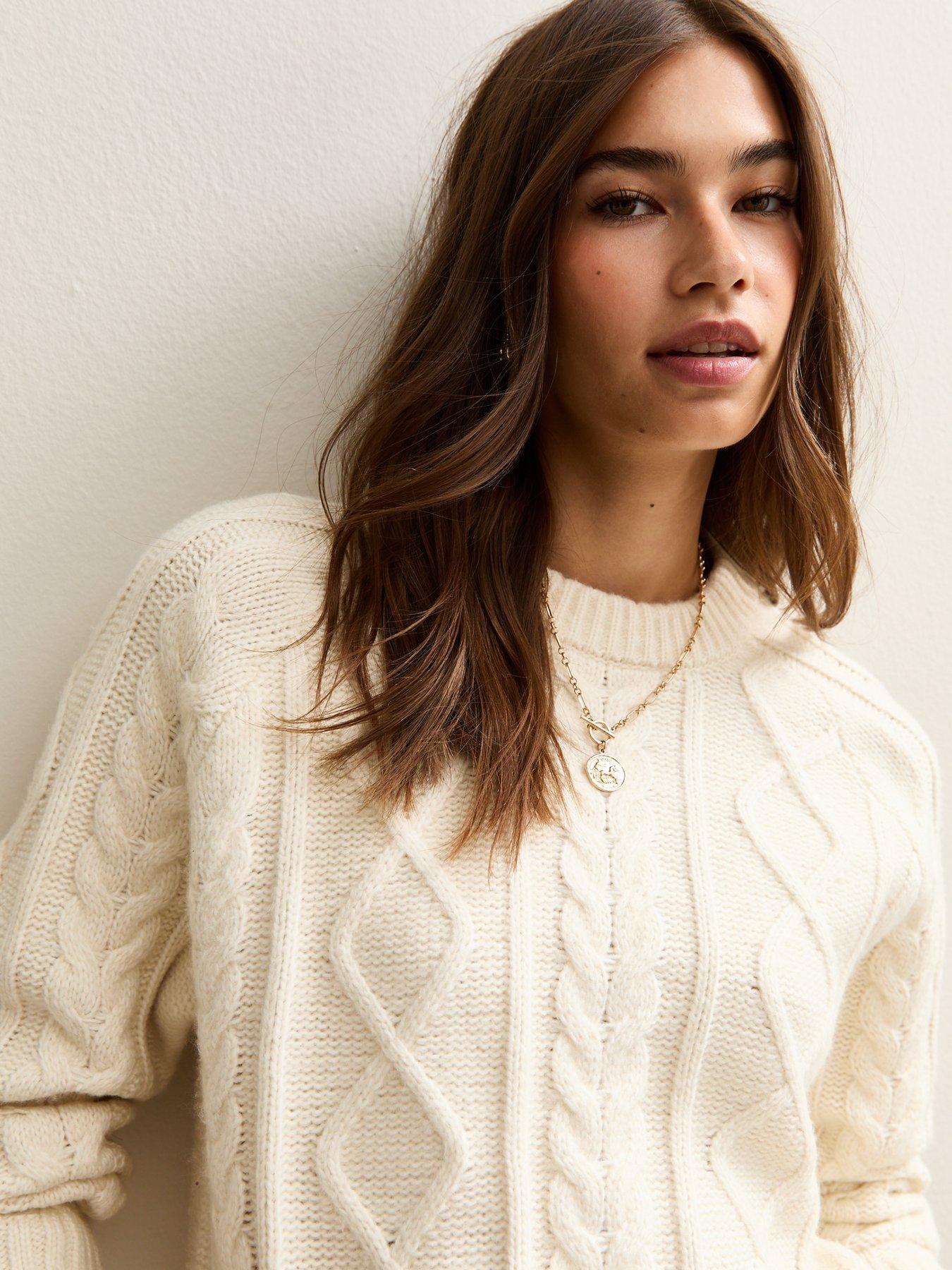 New Look Cream Cable Knit Raglan Sleeve Jumper | Very
