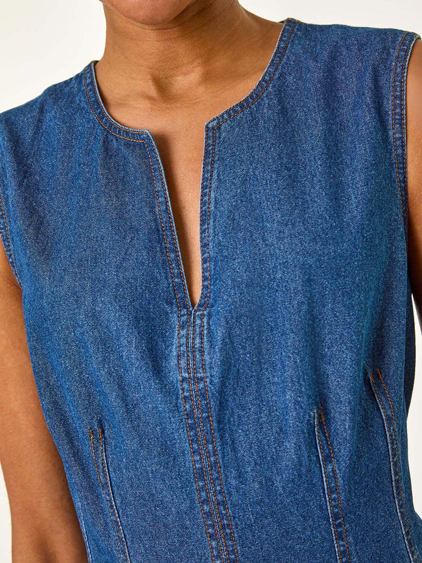 Roman Panel Detail Midi Dress - Denim | Very
