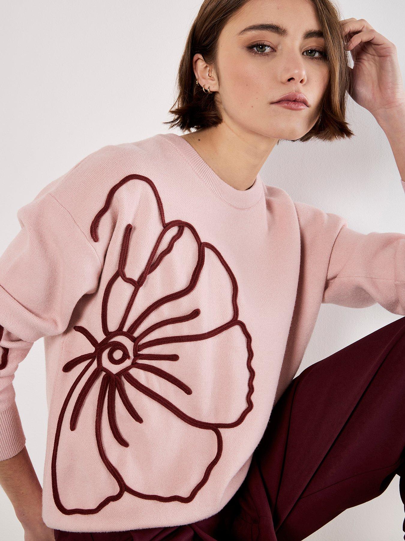 Apricot Cornelli Embroidered Big Flower Jumper | Very