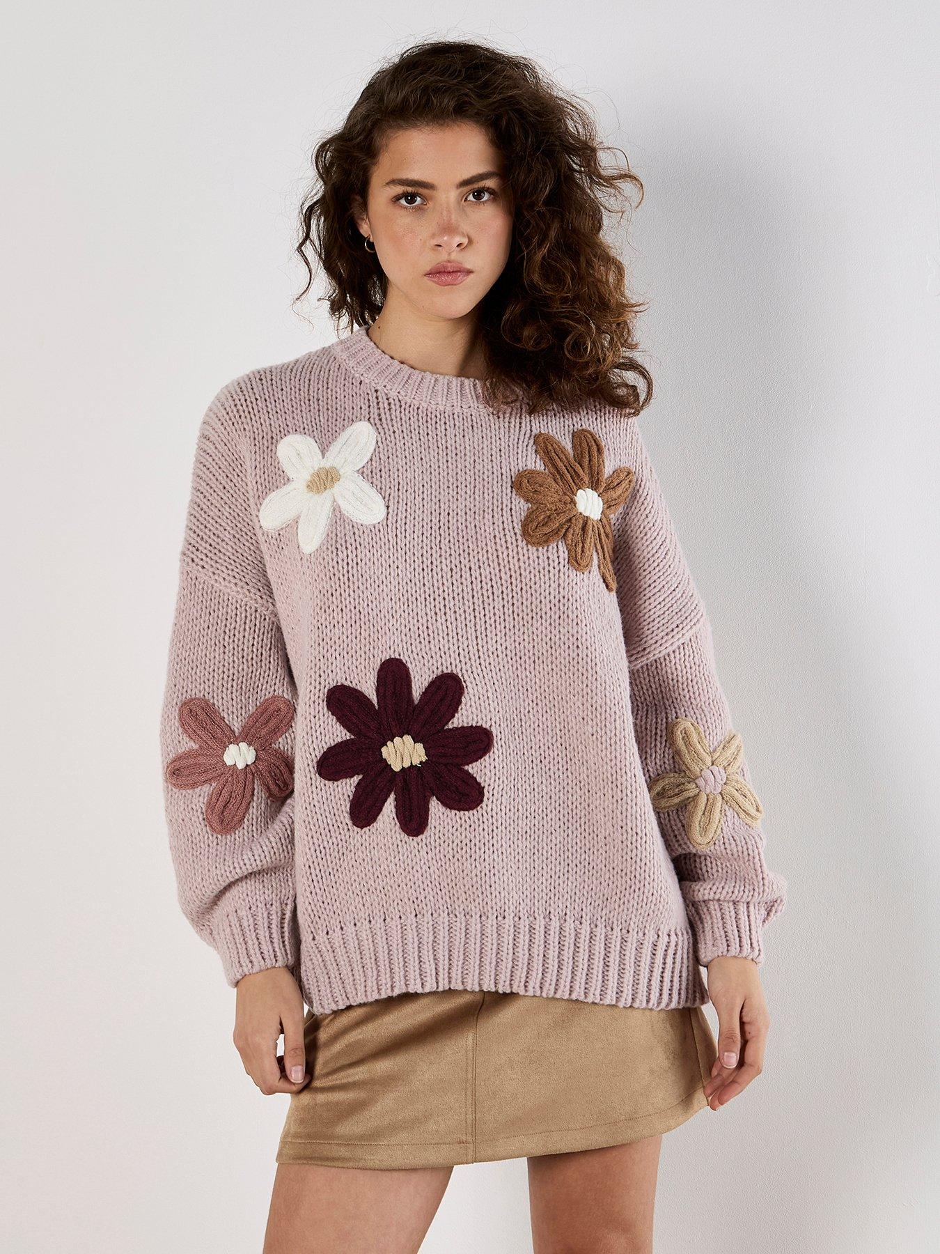 Apricot Embroidered Daisies Jumper | Very
