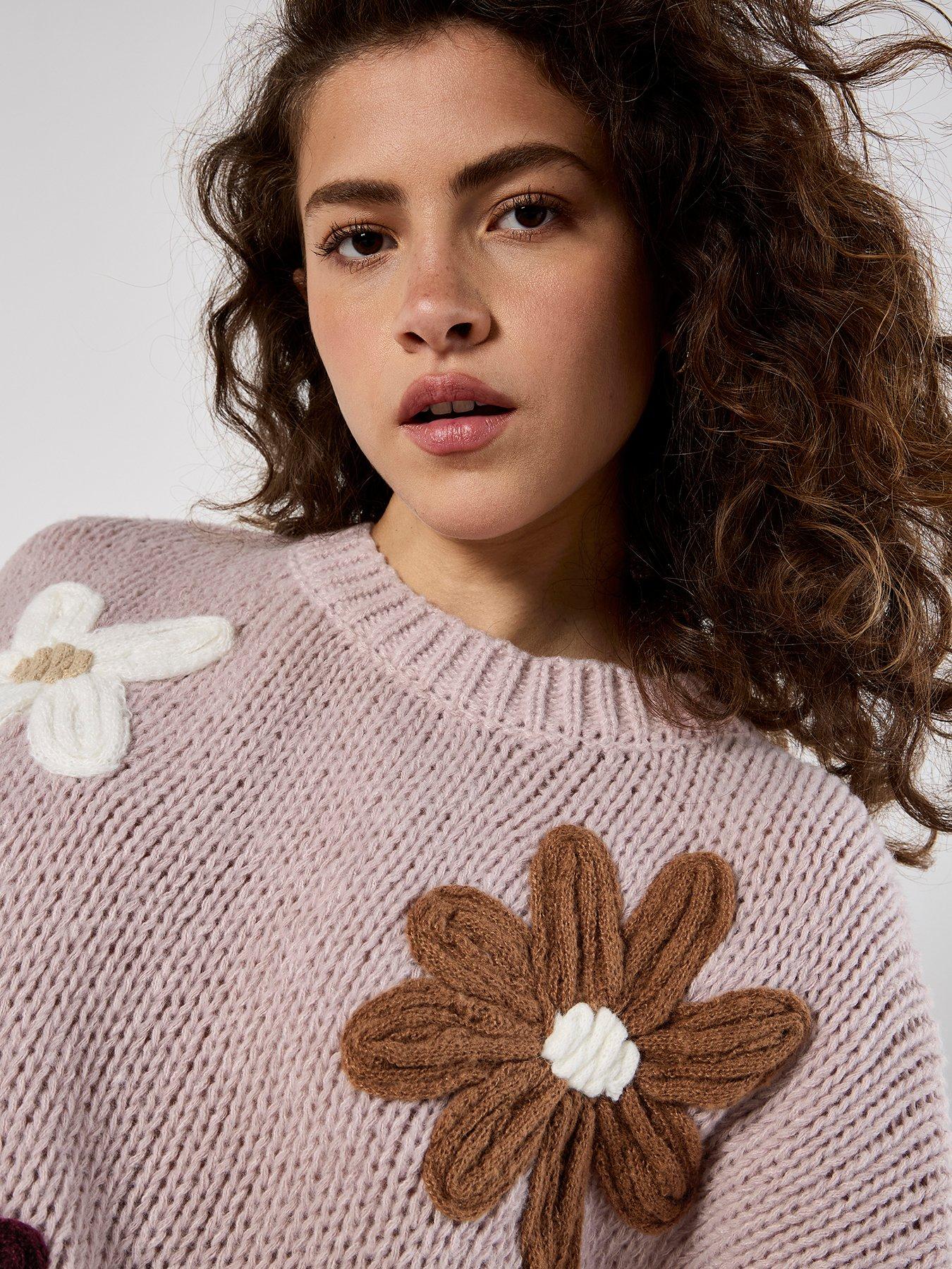 Apricot Embroidered Daisies Jumper | Very
