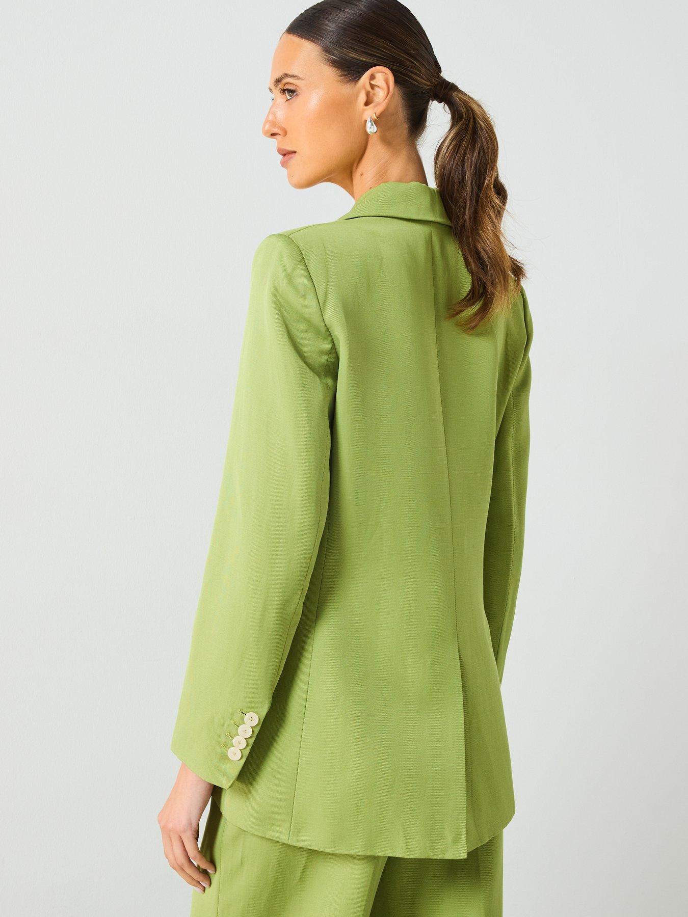 Mango Linen Blend Suit Jacket - Green | Very
