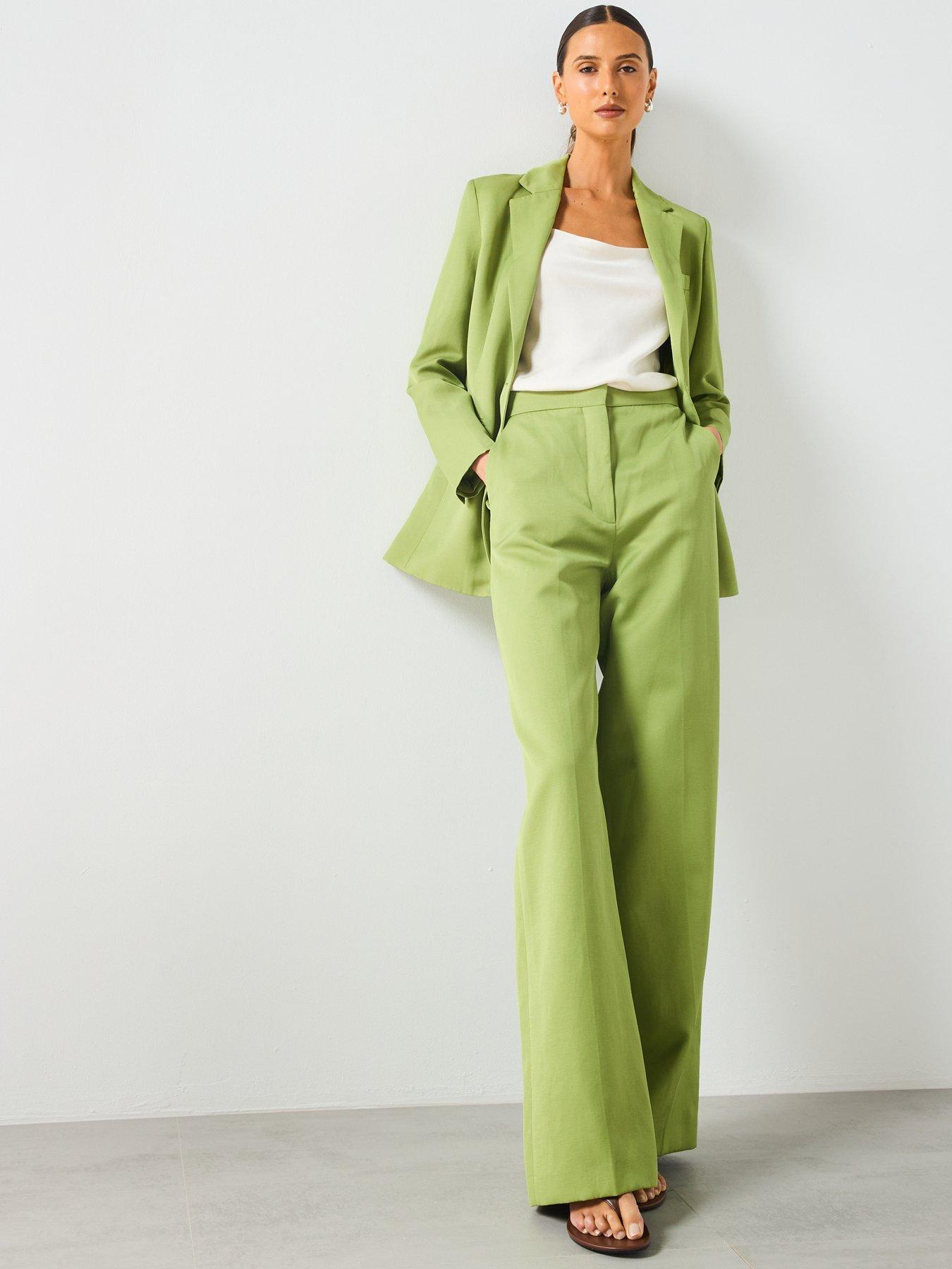Mango Linen Blend Suit Jacket - Green | Very