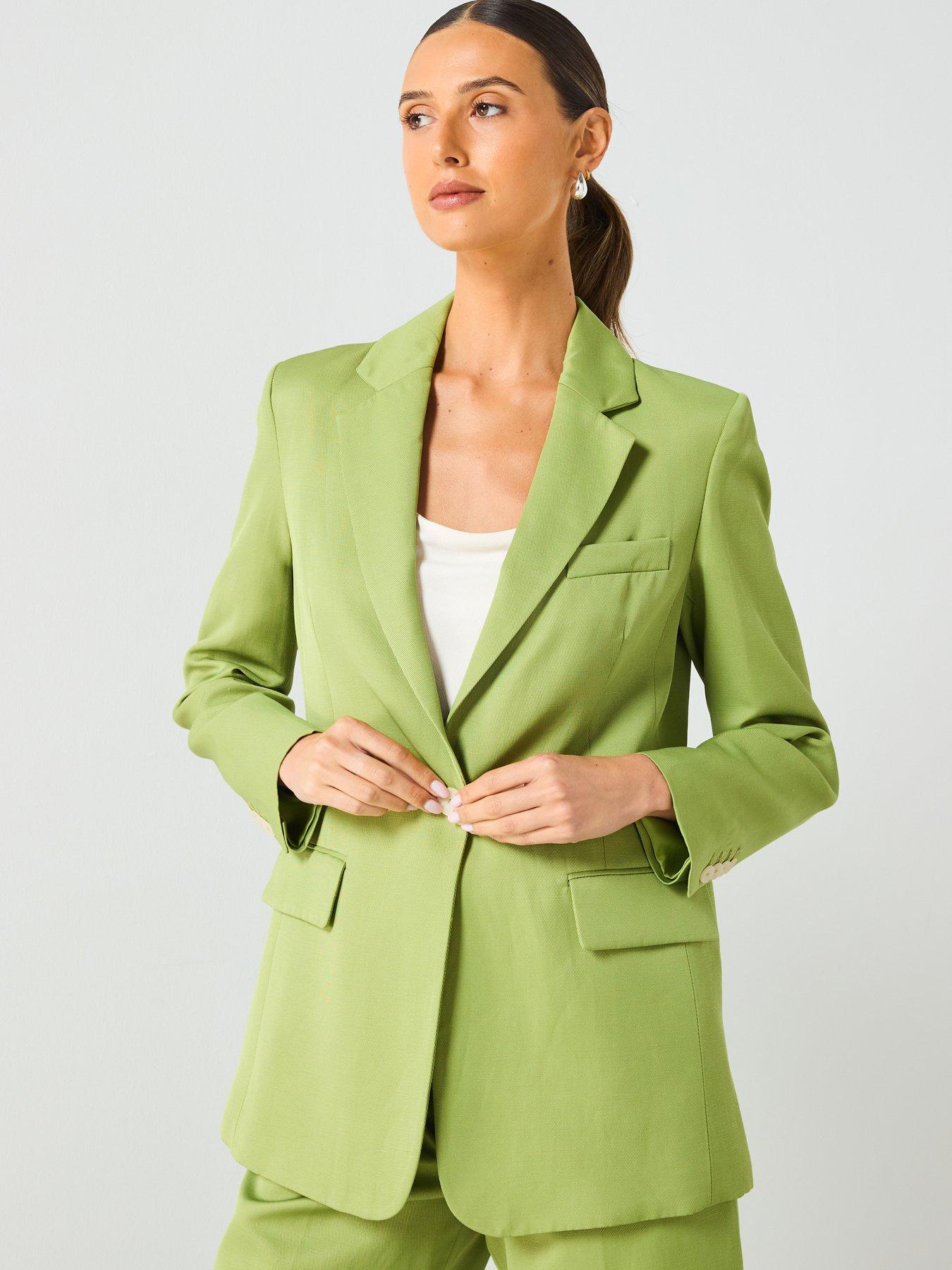 Mango Linen Blend Suit Jacket - Green | Very