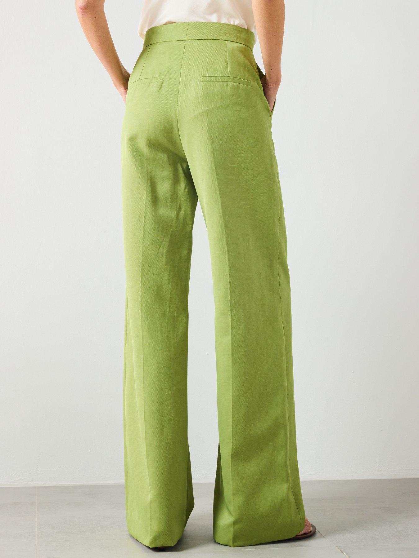Mango Straight Fit Linen Blend Suit Trousers - Green | Very