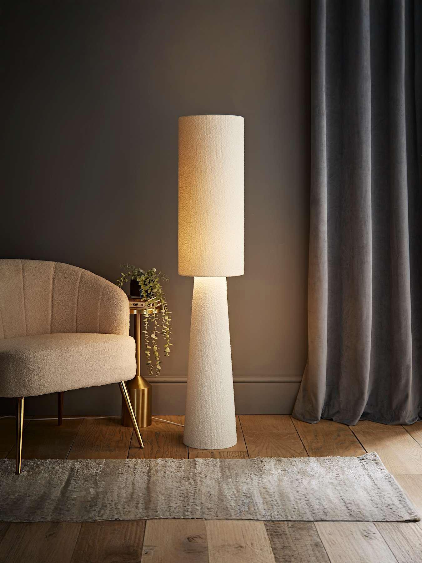 ValueLights Ash Cream Boucle Midi Floor Lamp | Very