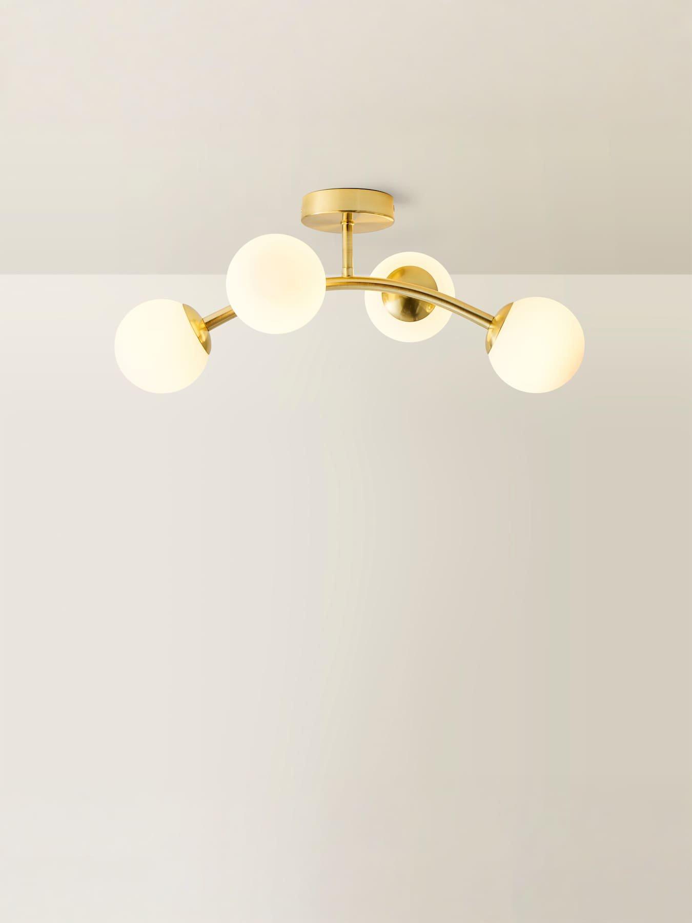 ValueLights Jas Gold 4 Way Ceiling Light With Opal White Frosted Glass ...