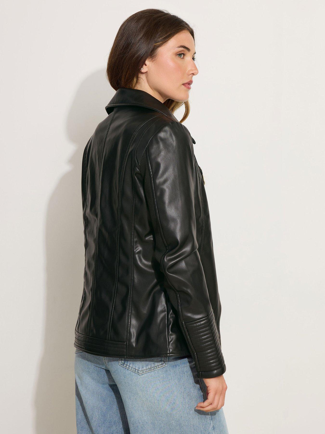 Long Tall Sally Faux Leather Biker Jacket - Black | Very