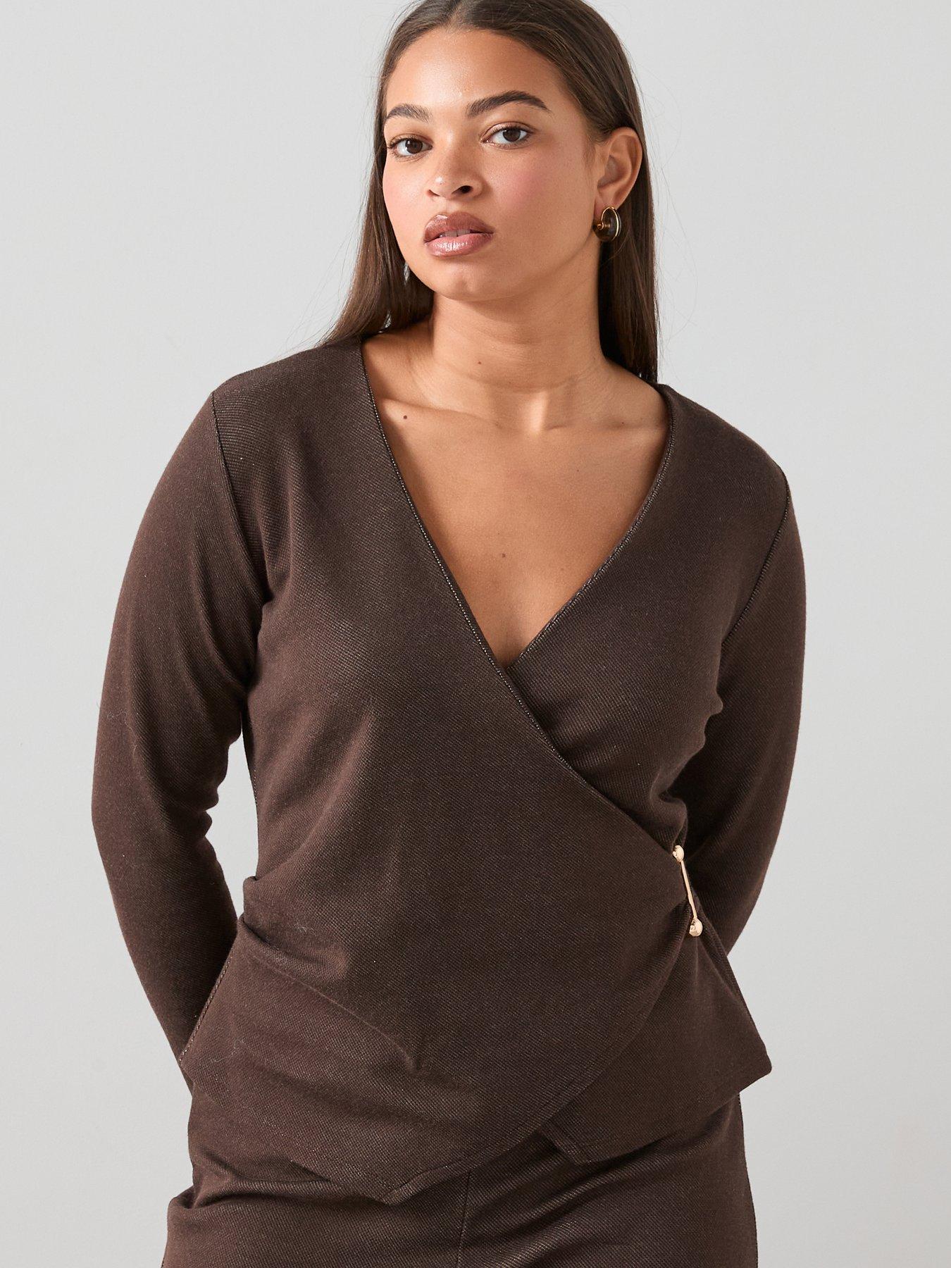 The Very Collection Curve Metal Trim Wrap Top Co-ord | Very