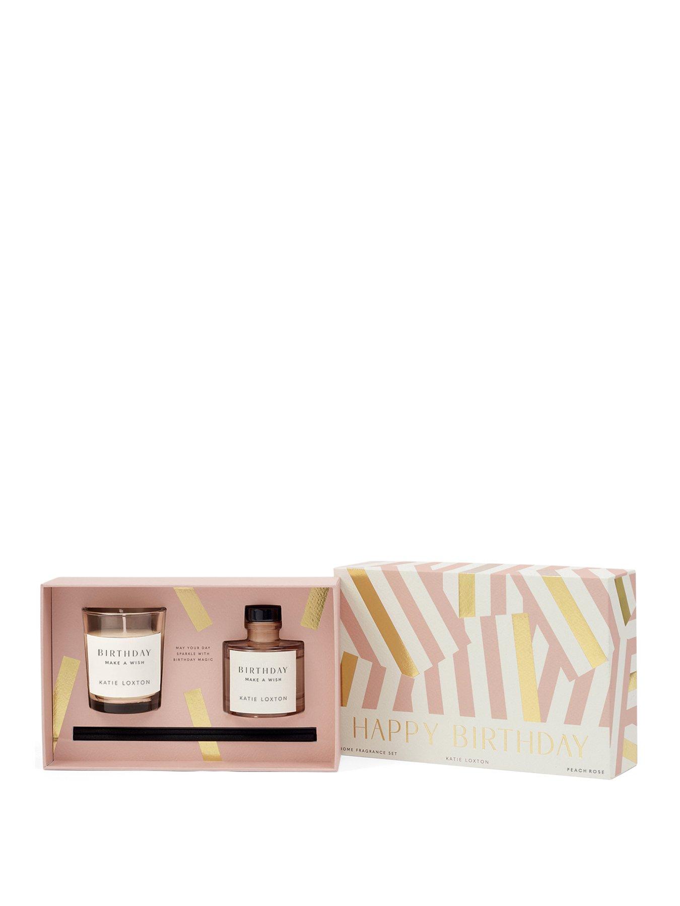 Katie Loxton MINI VOTIVE AND MINI REED DIFFUSER GIFT SET , HAPPY BIRTHDAY, Peach Rose and Sweet ...