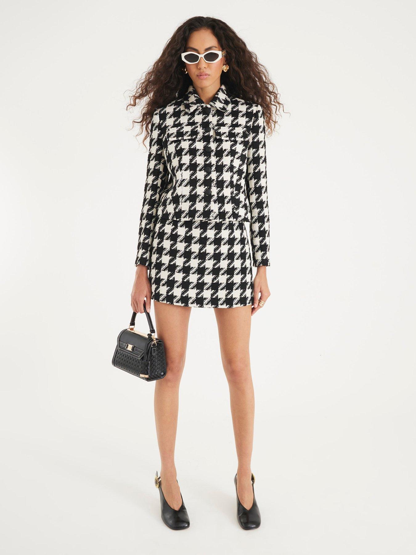 River Island Dogtooth Cropped Pocket Jacket - Black | Very