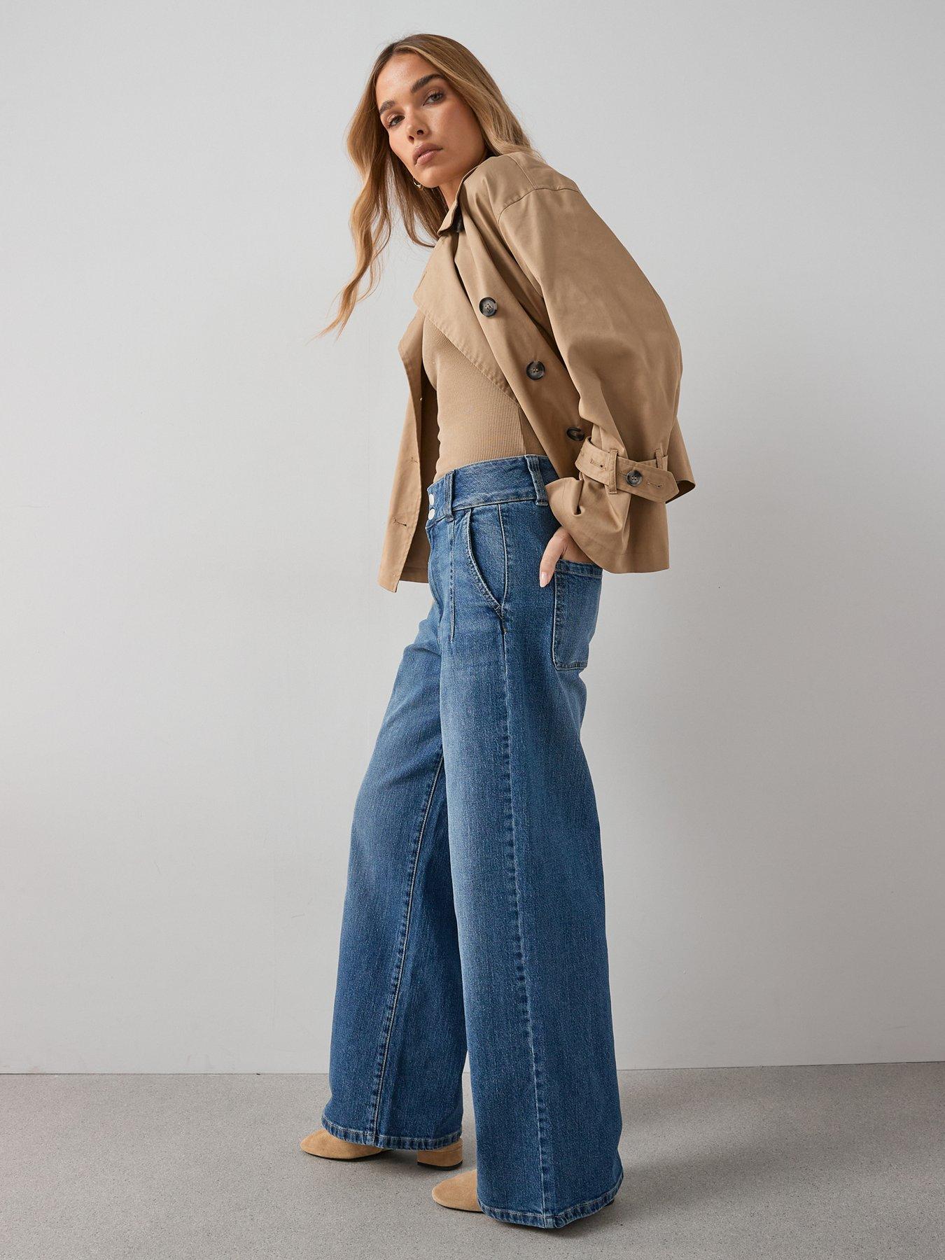The Very Collection Double Button Ticket Pocket Jeans - Mid Wash | Very
