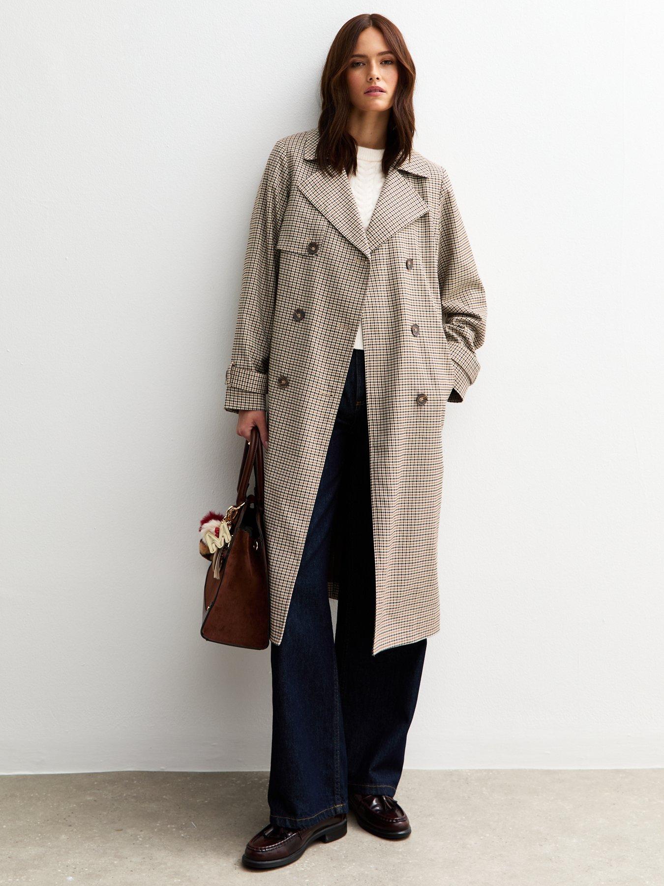 New Look Brown Check Pattern Trench Coat | Very