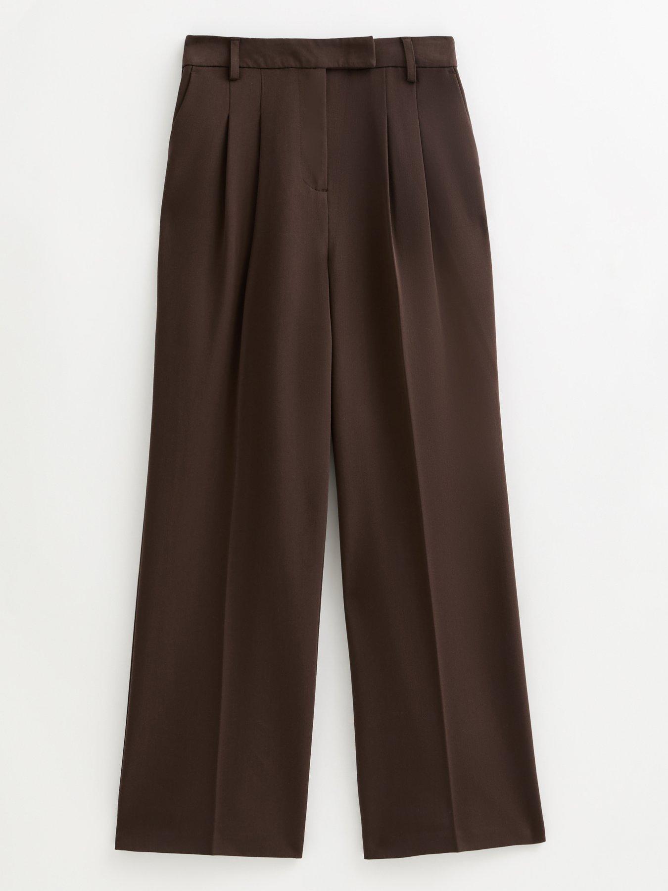 New Look Pleated Front Wide Leg Trousers - Brown | Very