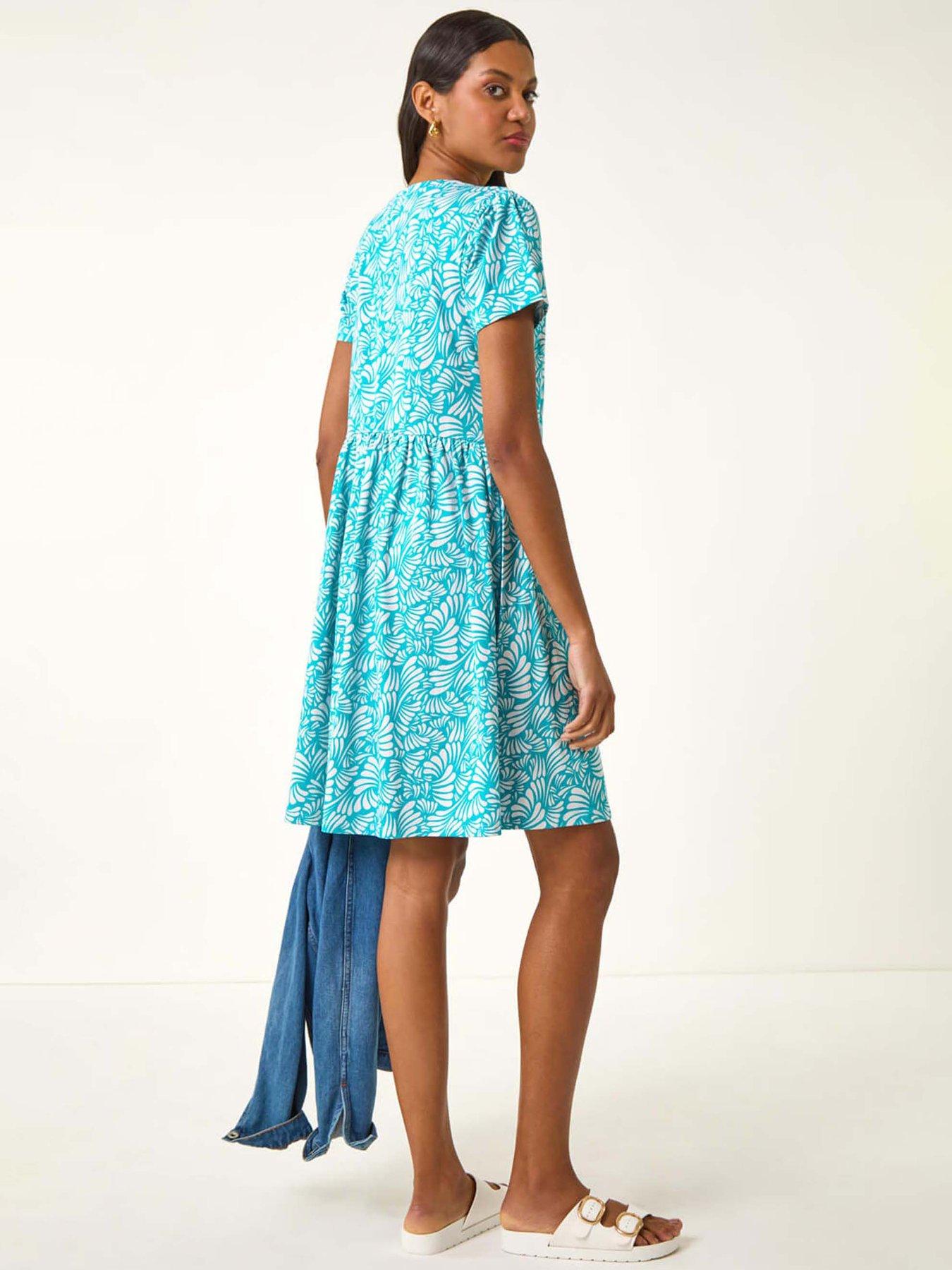 Roman Abstract Print Jersey Dress - Aqua | Very
