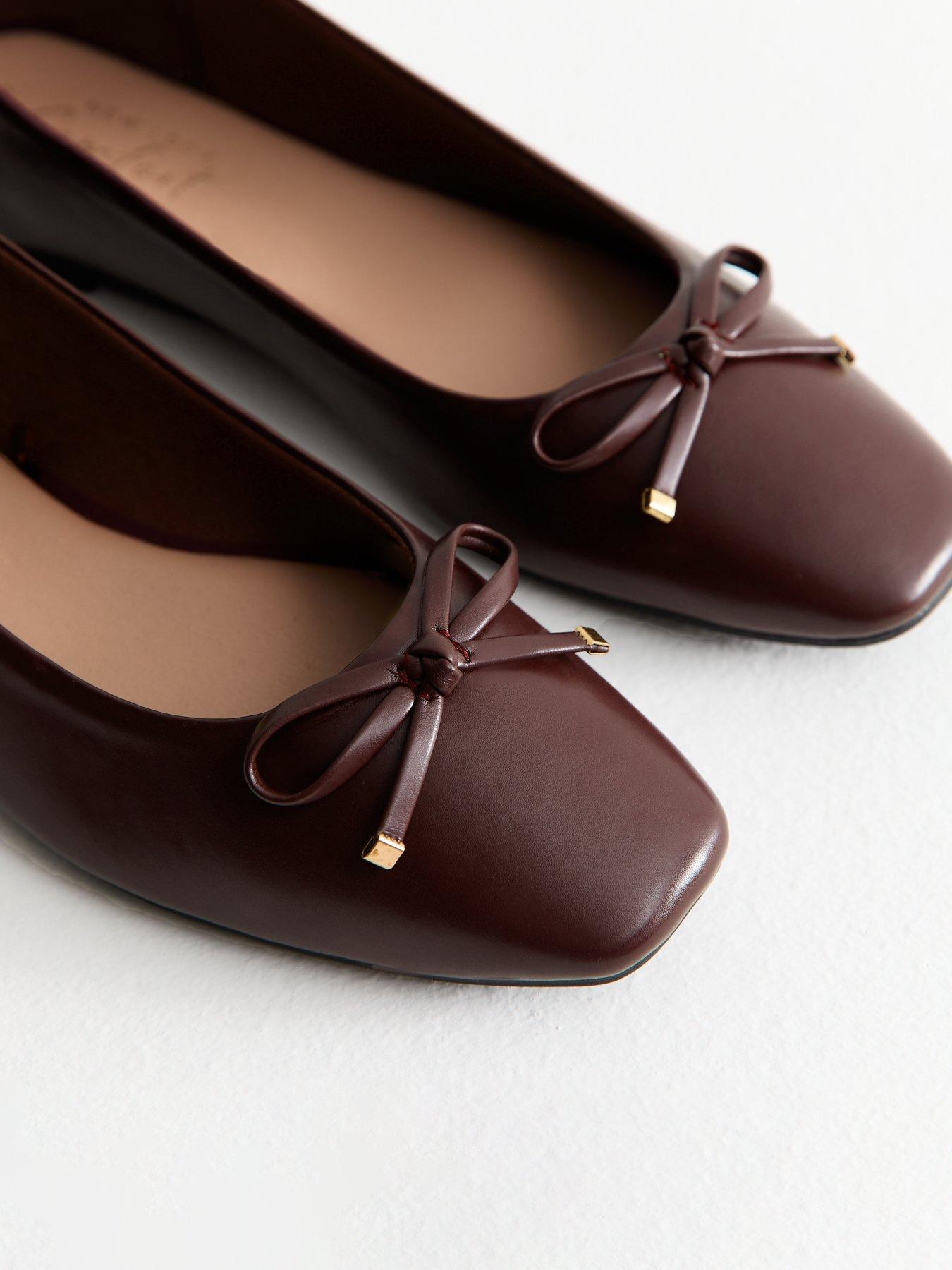 New Look Burgundy Faux Leather Square Toe Ballerina Flats | Very