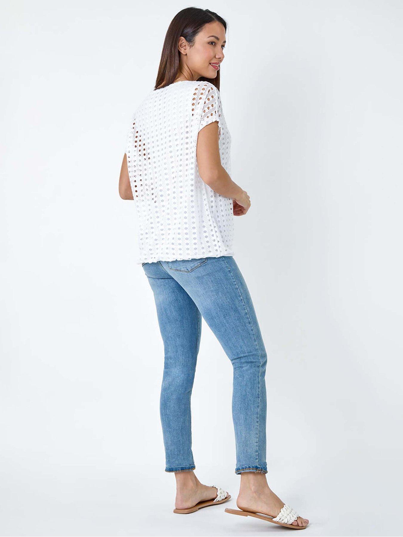 Roman Cut Out Detail Stretch Top - Ivory | Very