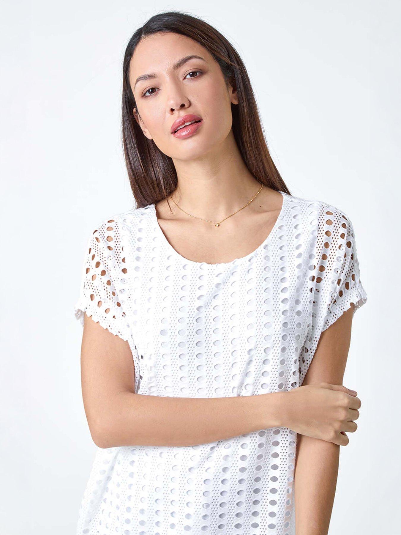 Roman Cut Out Detail Stretch Top - Ivory | Very