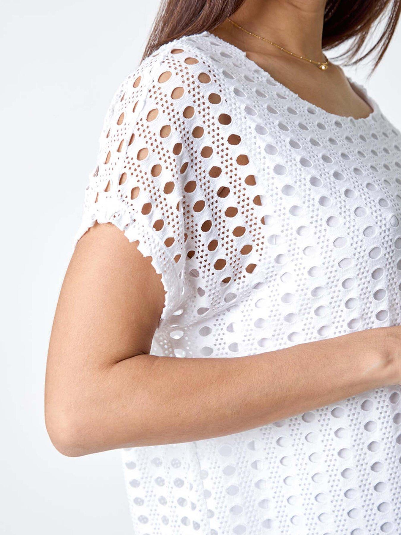 Roman Cut Out Detail Stretch Top - Ivory | Very