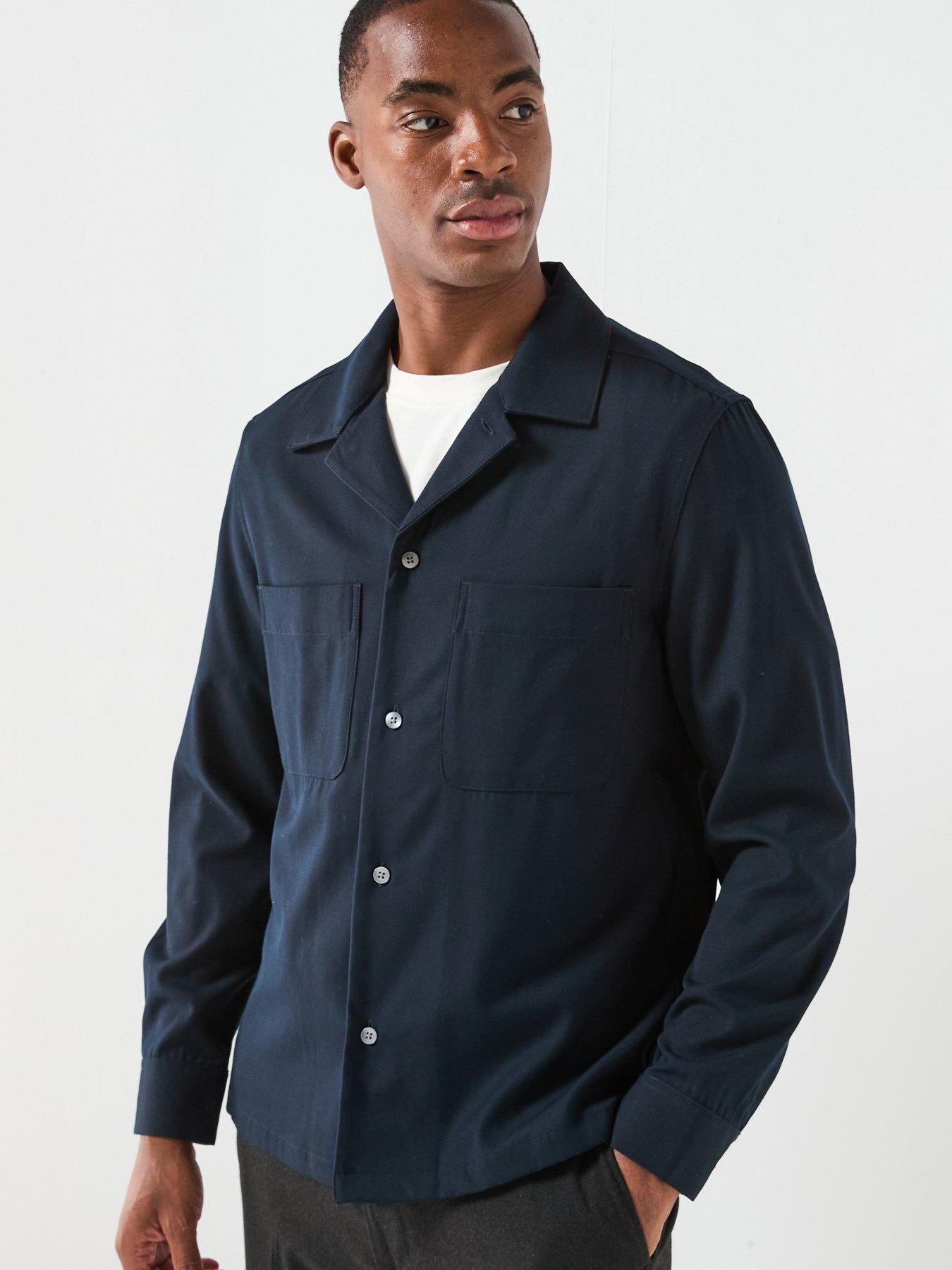 Mango Milton Cuban Collar Overshirt - Navy | Very