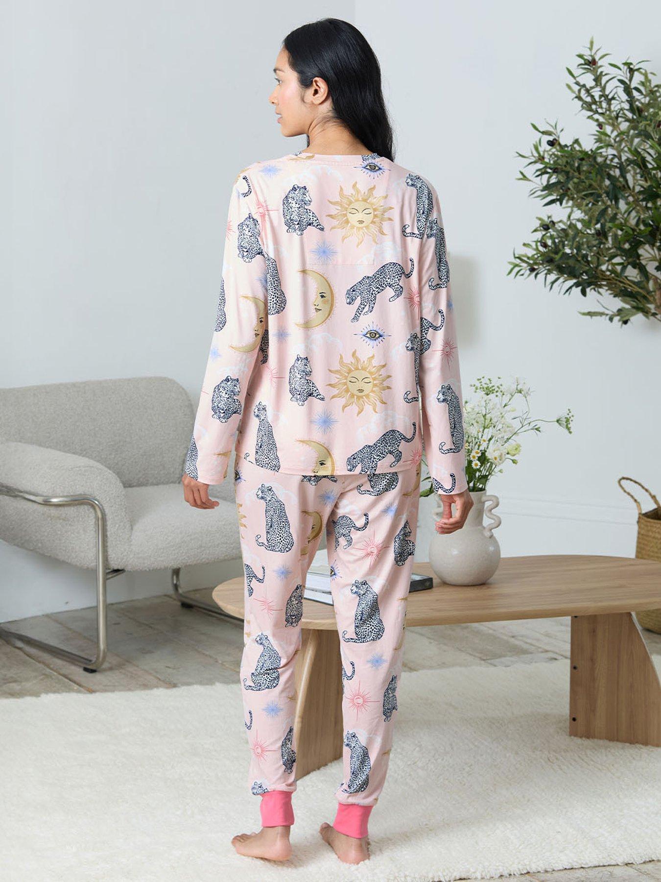 CHELSEA PEERS Classic Long Sleeve Crew Neck Set In Polyester - Pink | Very