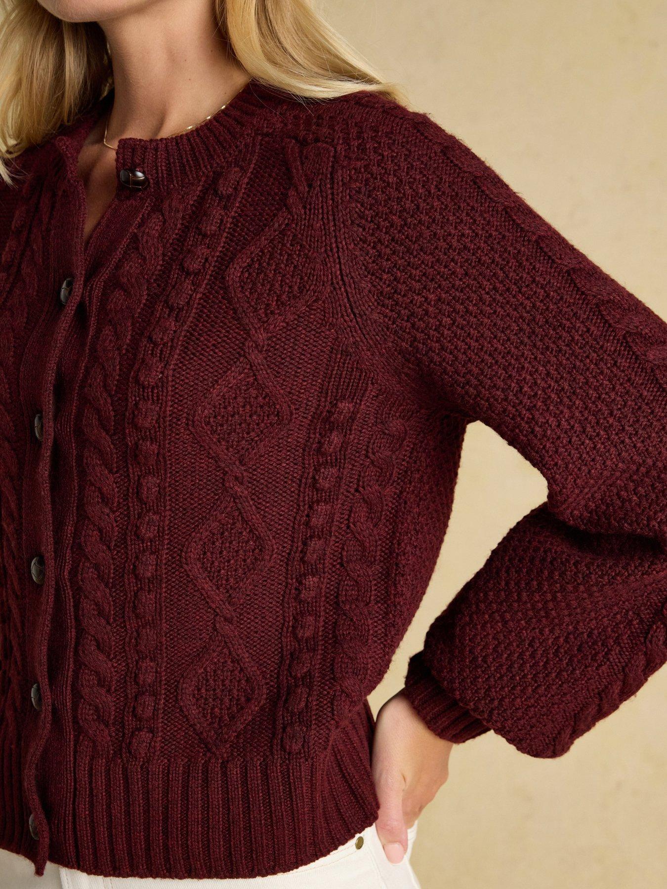 Joules Cable Knit Cardigan - Red | Very