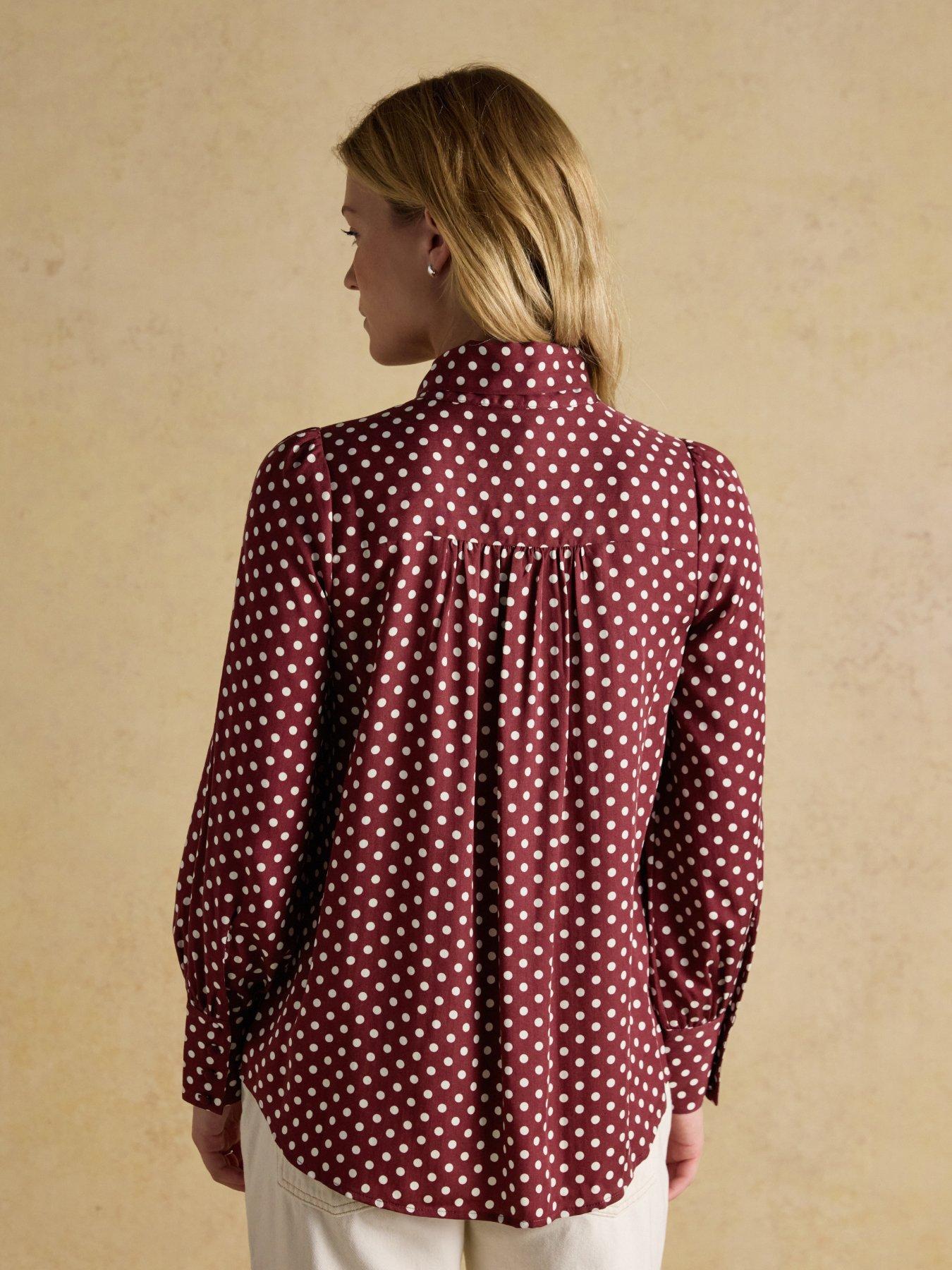 Joules Tie Neck Blouse - Burgundy Red | Very