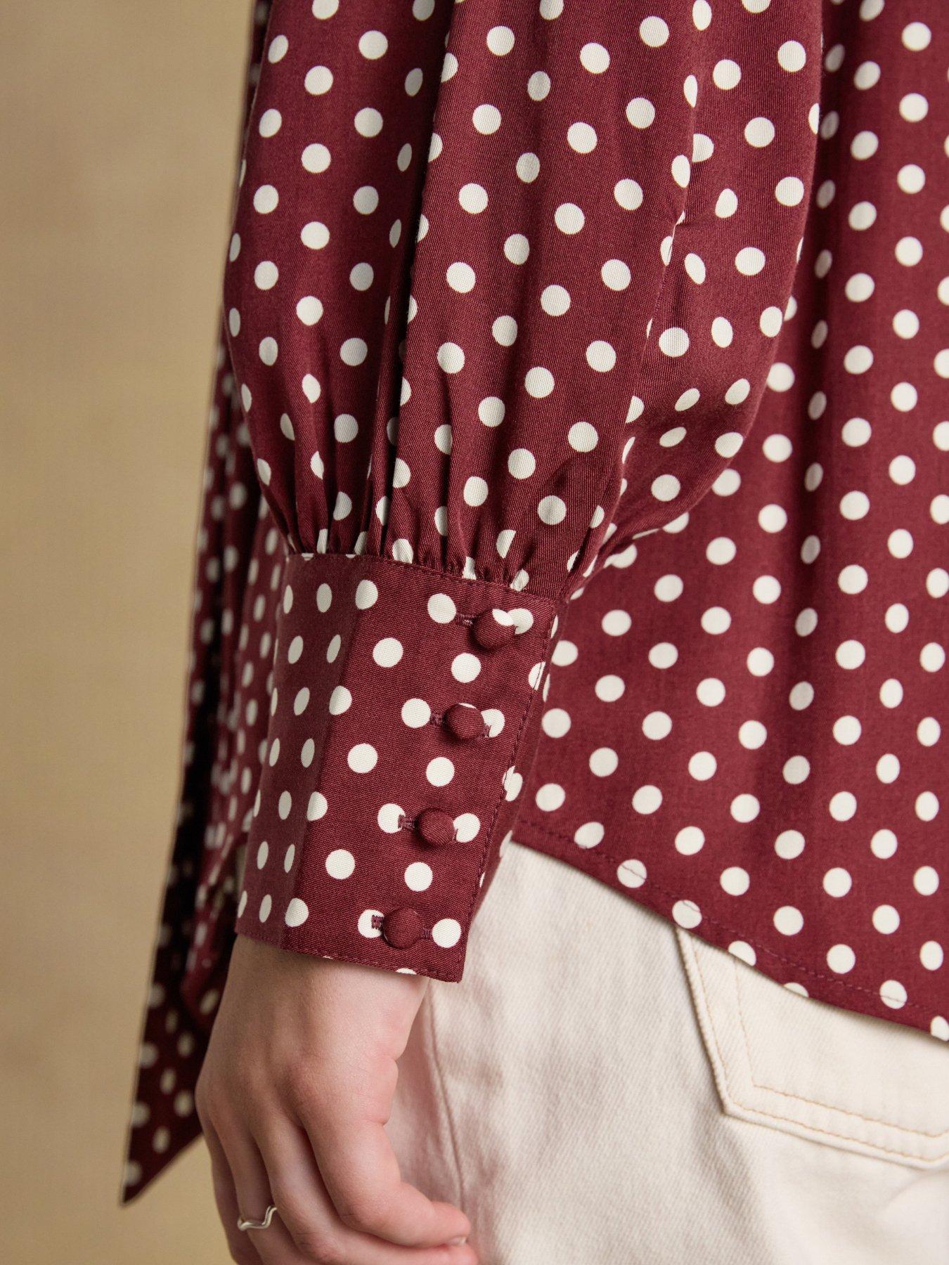 Joules Tie Neck Blouse - Burgundy Red | Very
