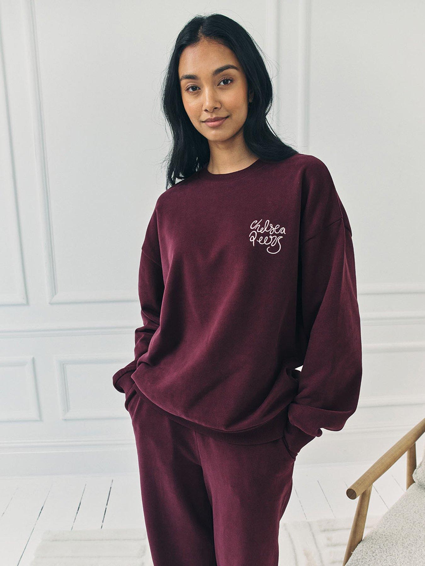 CHELSEA PEERS Branded Crew Sweatshirt - Burgundy | Very