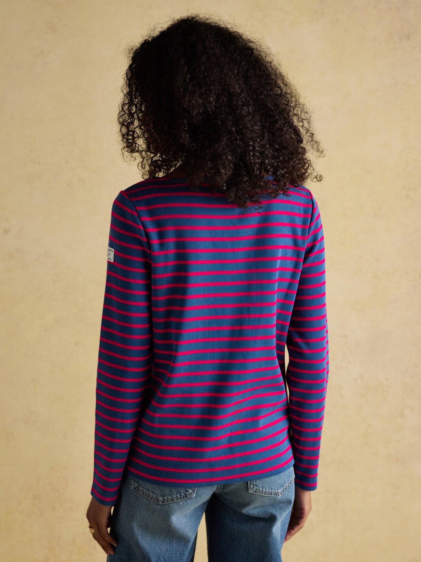 Joules Boat Neck Breton Top - Red/Blue | Very