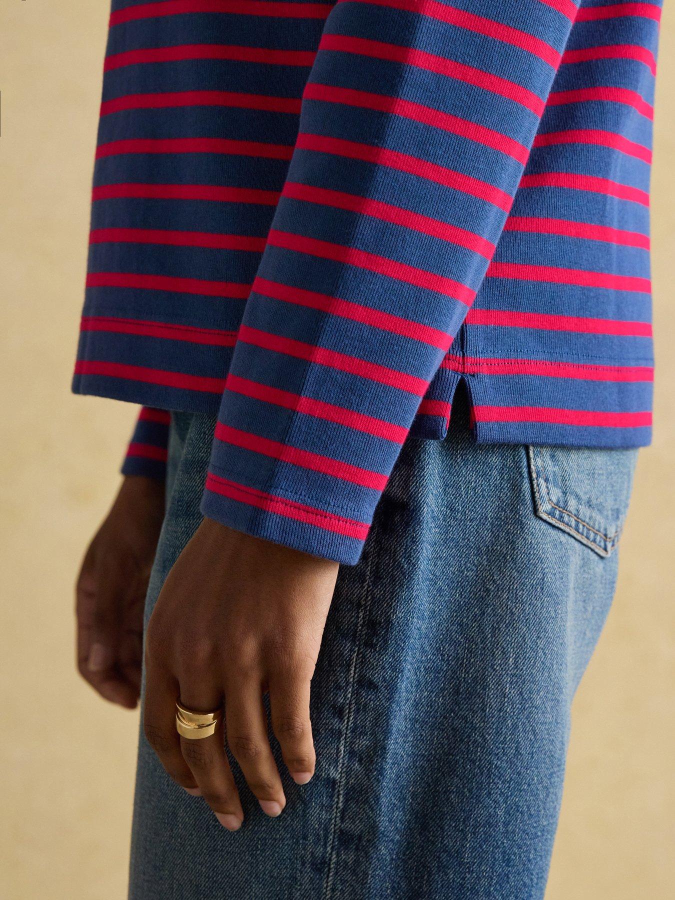 Joules Boat Neck Breton Top - Red/Blue | Very