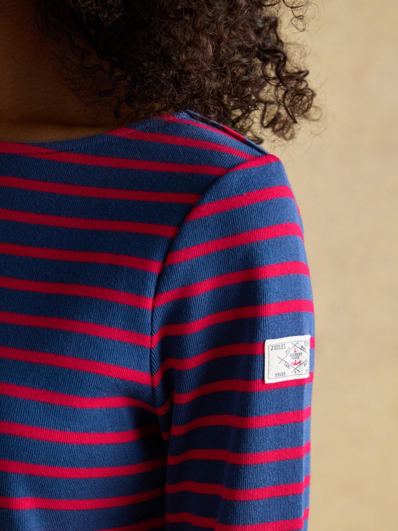 Joules Boat Neck Breton Top - Red/Blue | Very