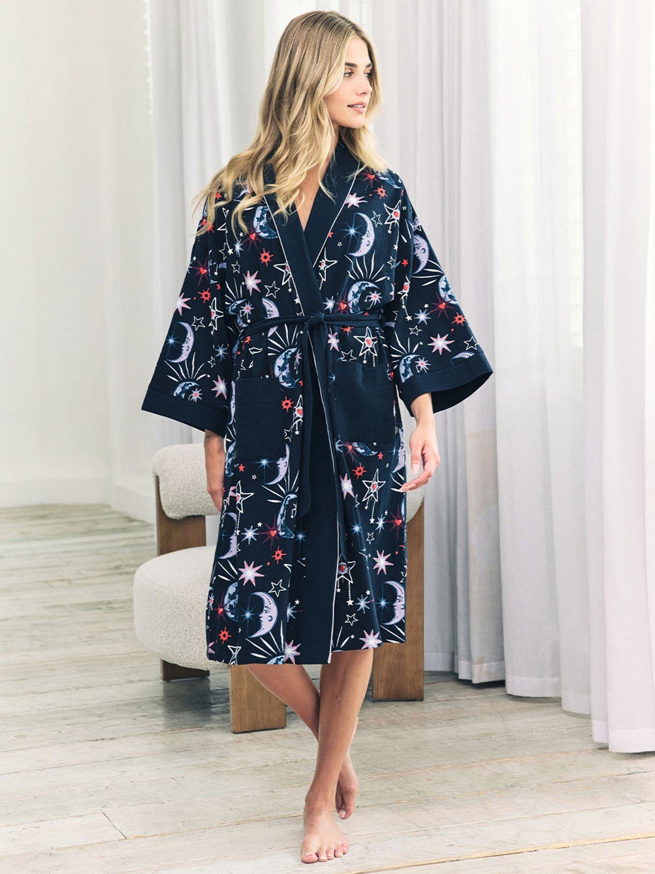CHELSEA PEERS Kimono Style Robe - Navy | Very