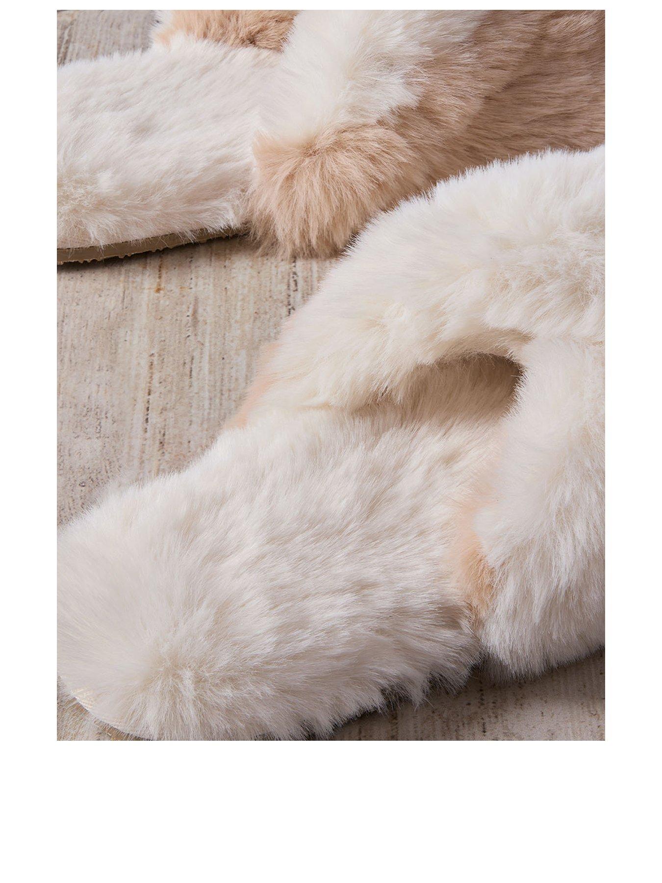 CHELSEA PEERS Womens Faux Fur Cross Over Slippers - Multi | Very