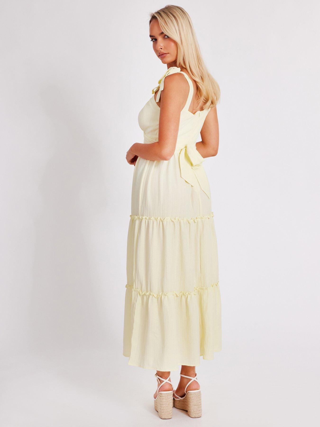 Quiz Yellow Crinkle Midaxi Dress | Very