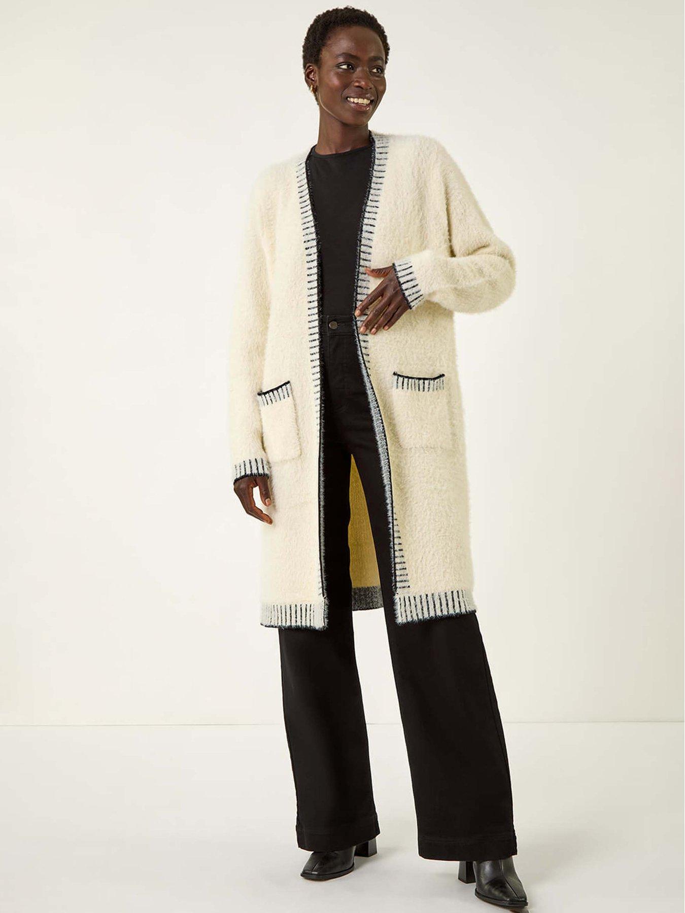 Roman Contrast Stitch Longline Cardigan - Beige | Very