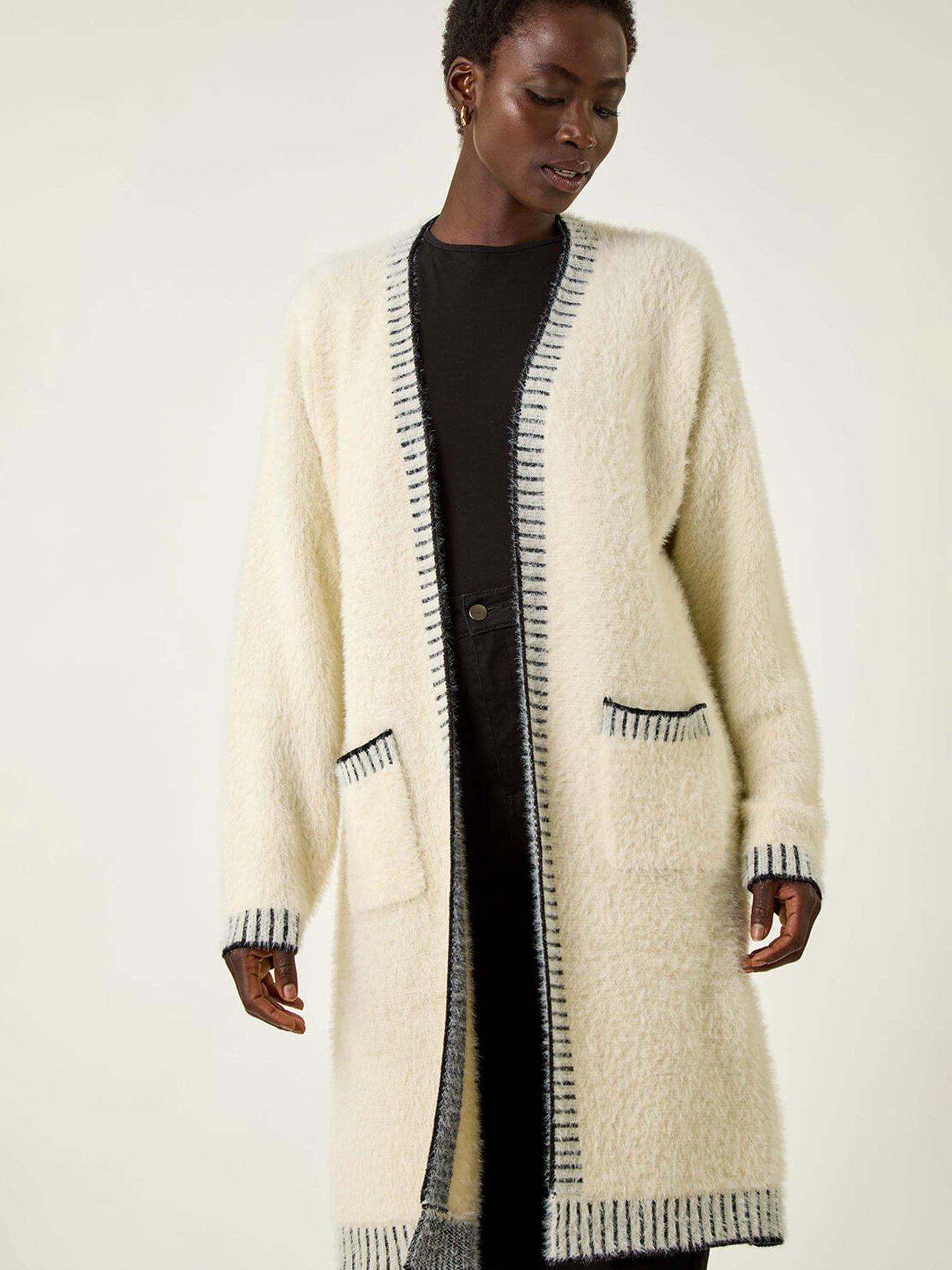 Roman Contrast Stitch Longline Cardigan - Beige | Very