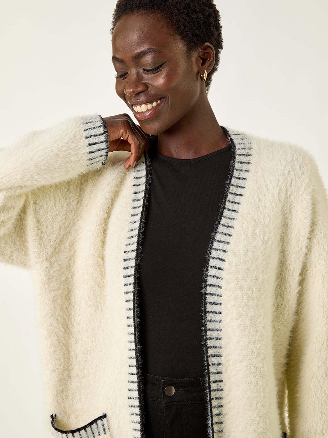 Roman Contrast Stitch Longline Cardigan - Beige | Very