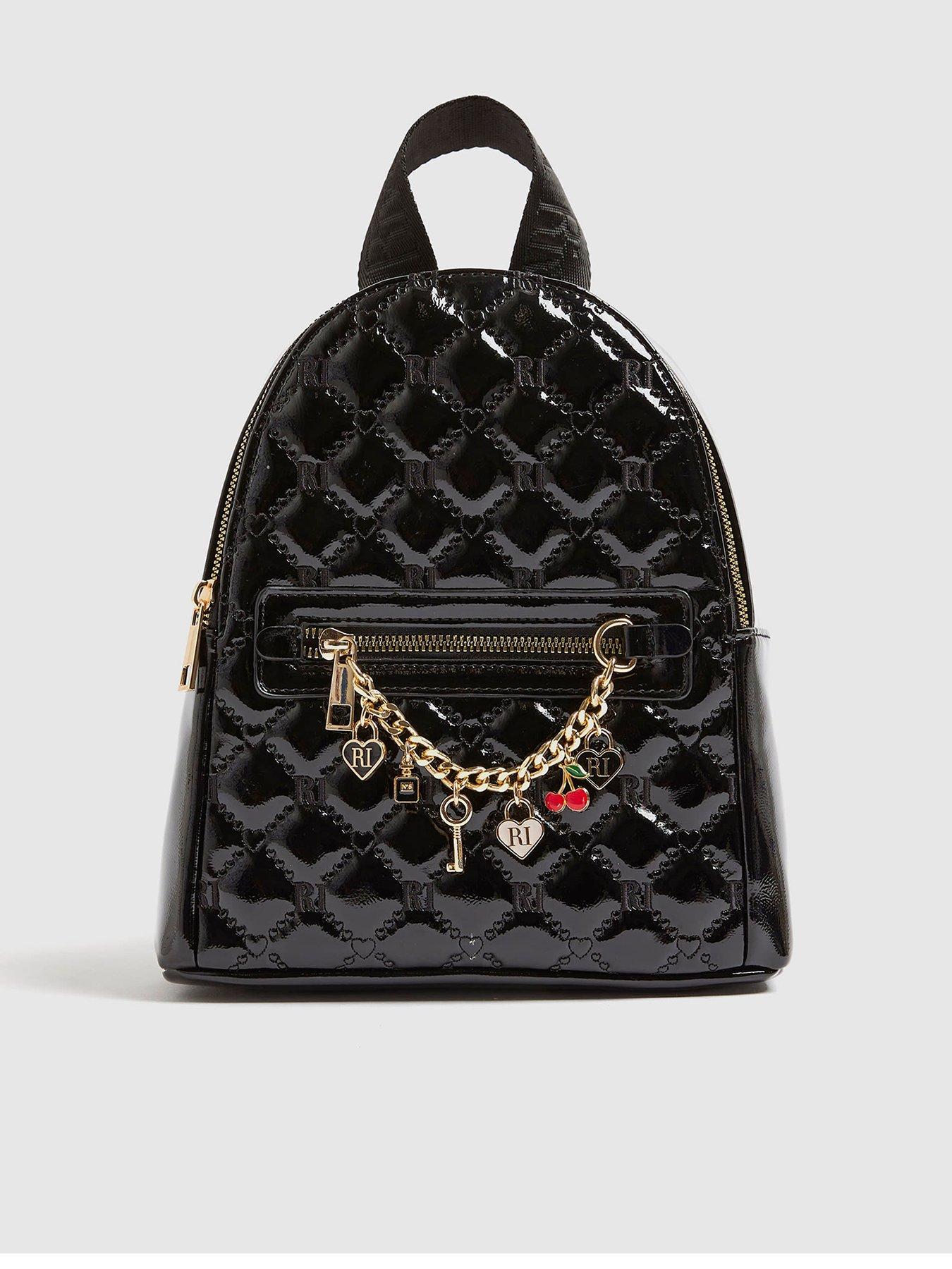River Island Older Girls Monogram Charm Backpack - Black | Very