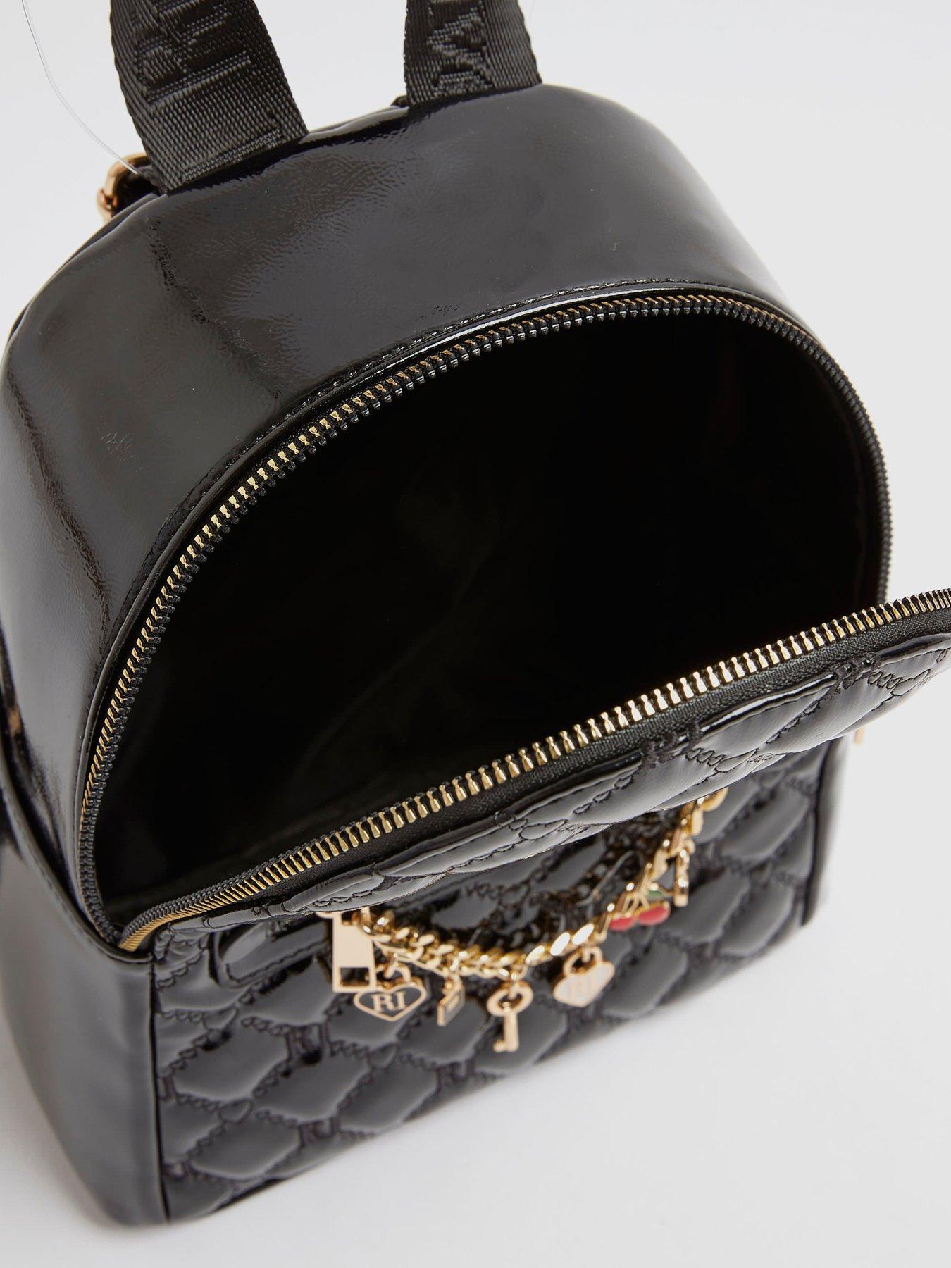 River Island Older Girls Monogram Charm Backpack - Black | Very