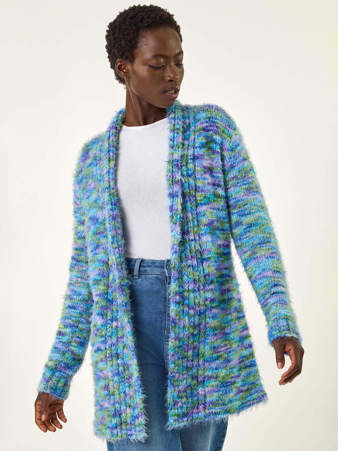 Roman Multi Fluffy Eyelash Knit Cardigan - Blue | Very