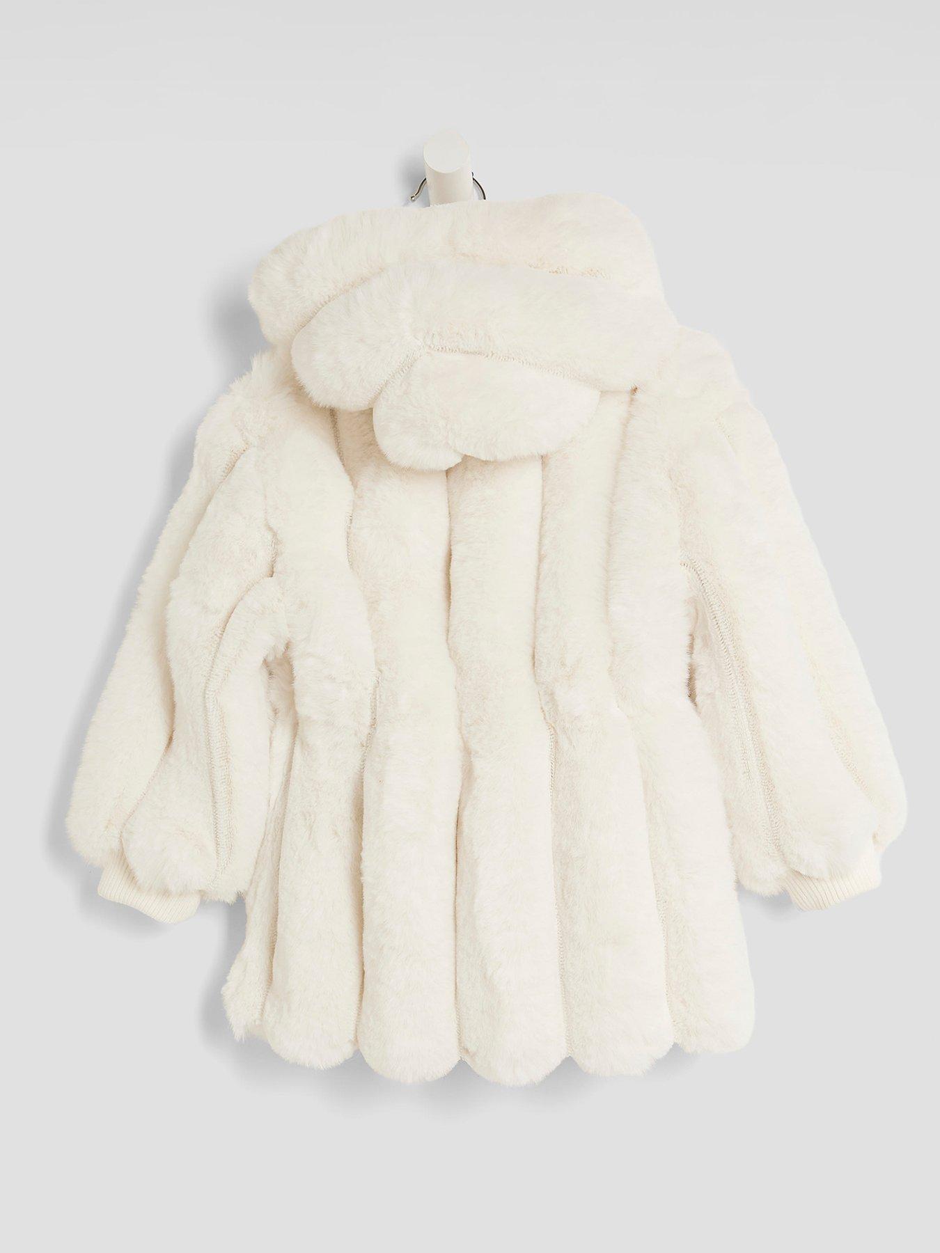 River Island Mini Girls Faux Fur Coat With Bag - Beige | Very